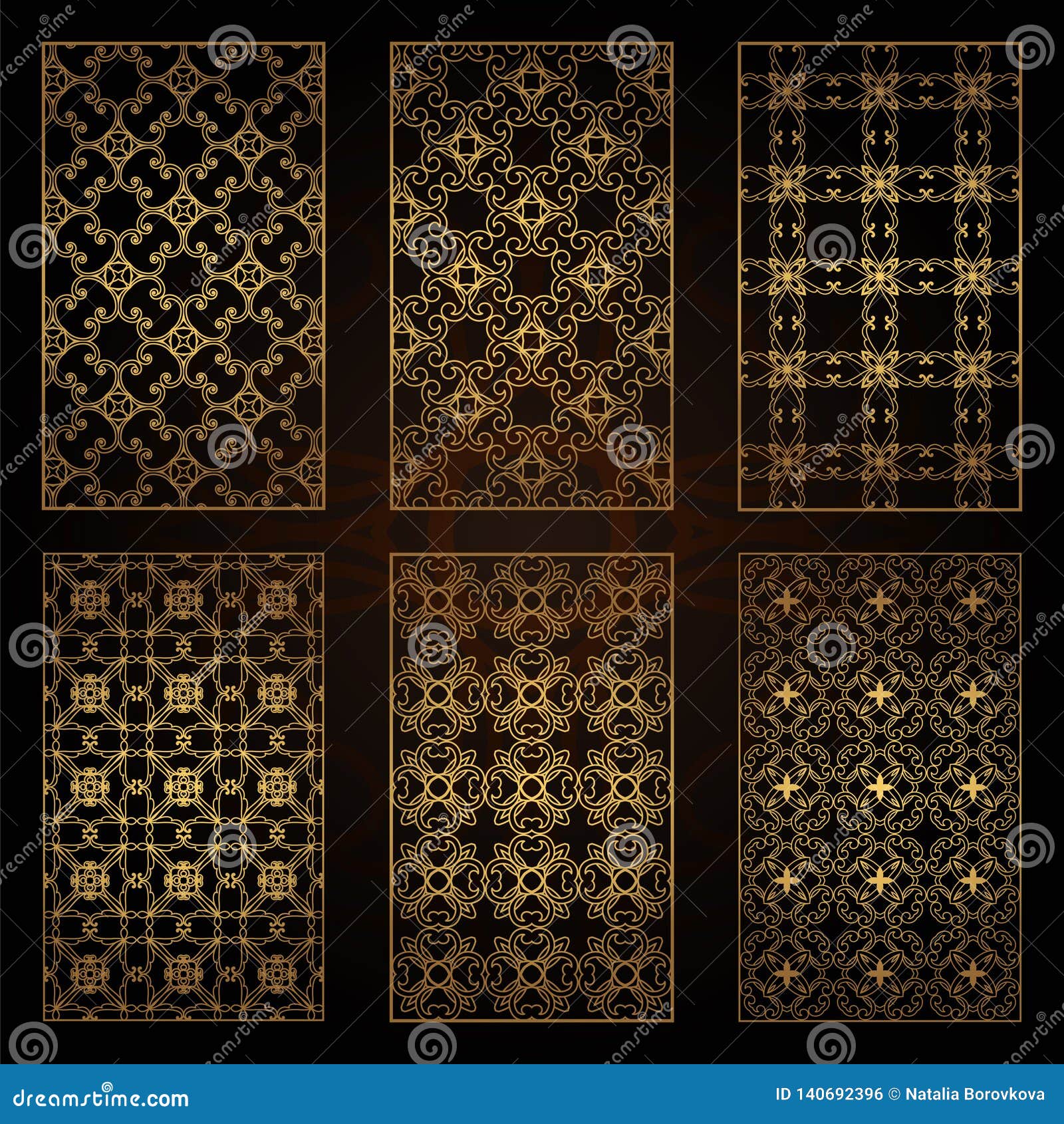 A Set of Decorative Patterns for Laser Cutting. a through Rectangular ...