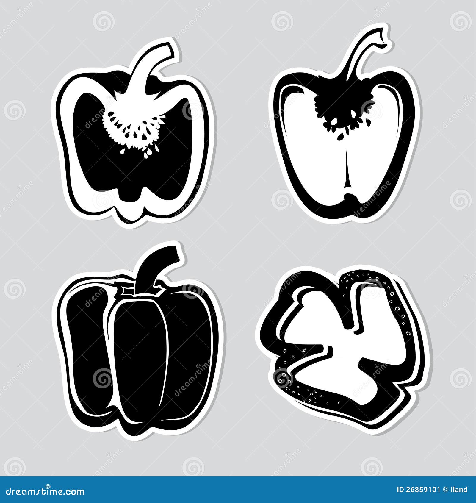 Set of decorative peppers stock vector. Illustration of paprika - 26859101