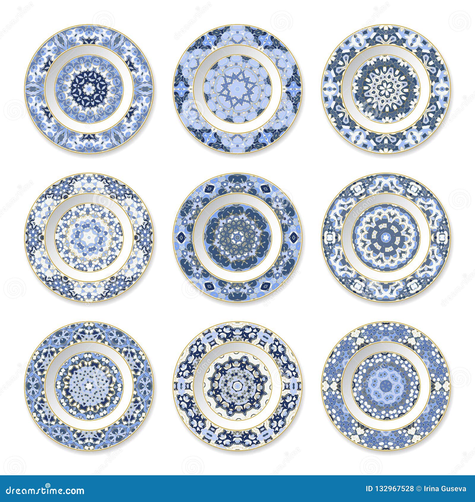 Set of decorative plates stock vector. Illustration of decor - 132967528