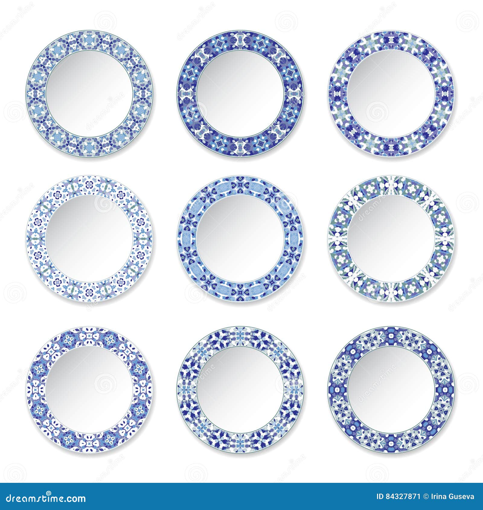Set of decorative plates stock vector. Illustration of elegance - 84327871
