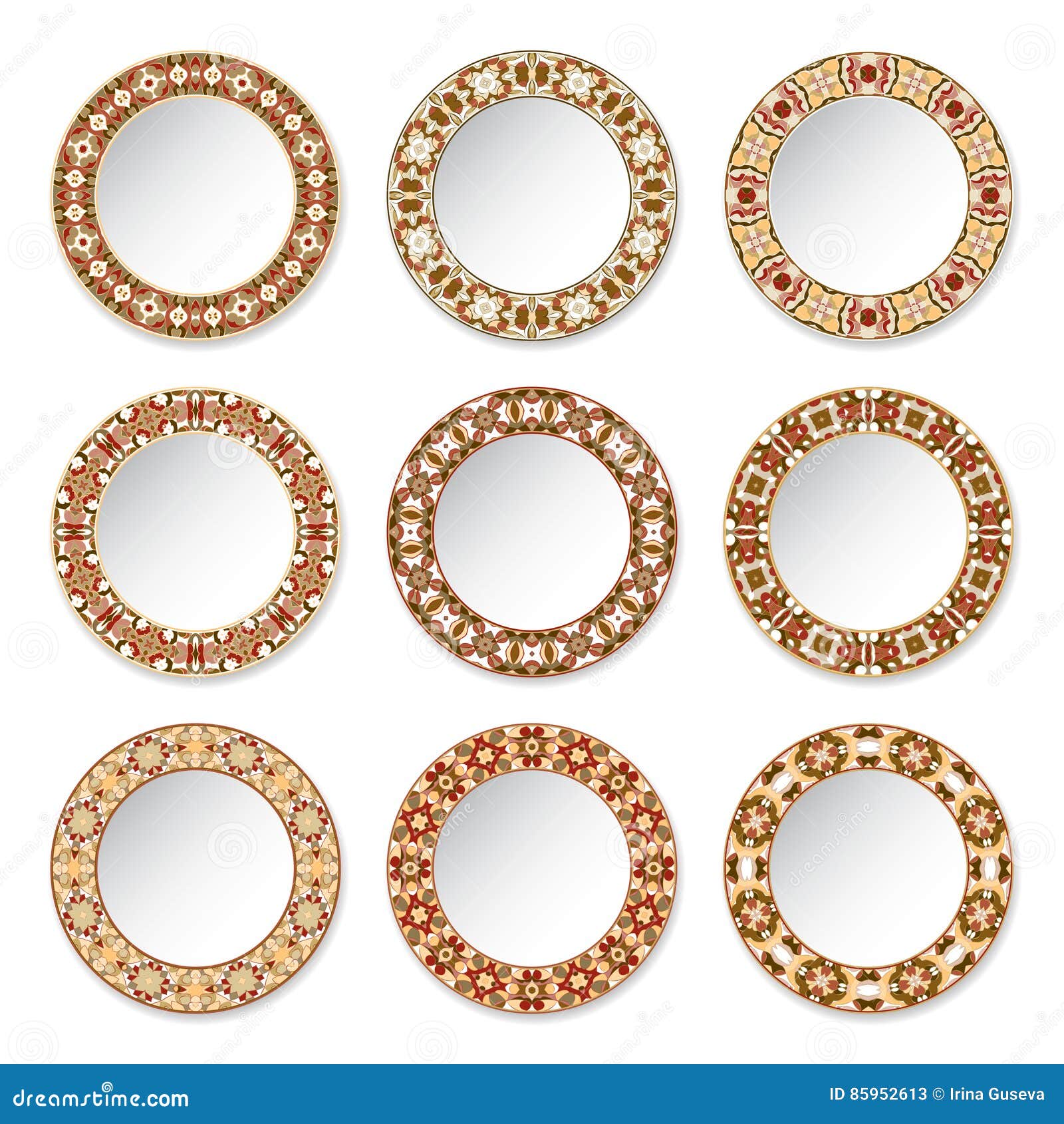 Set of decorative plates stock vector. Illustration of decor - 85952613