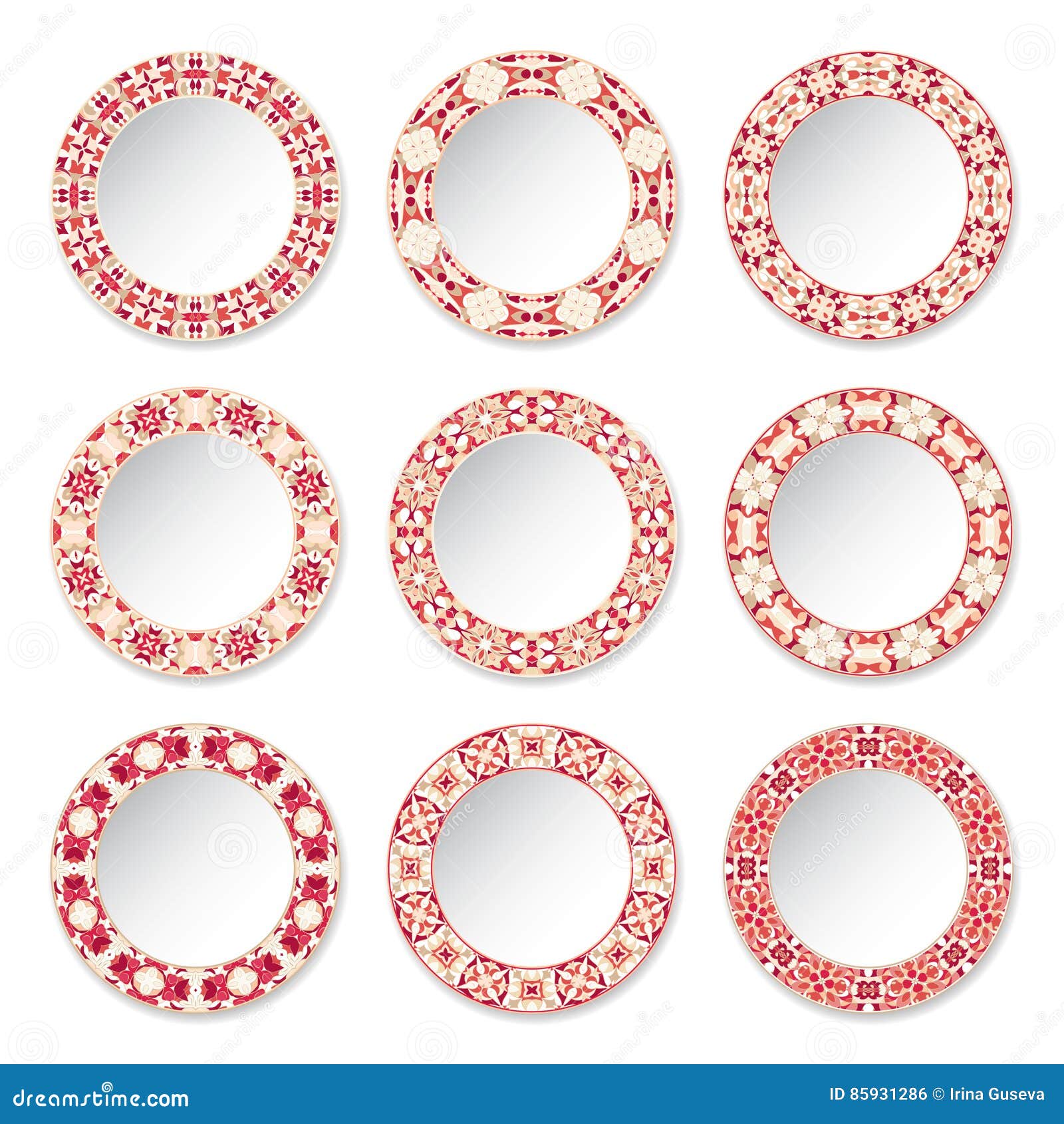 Set of decorative plates stock vector. Illustration of border - 85931286