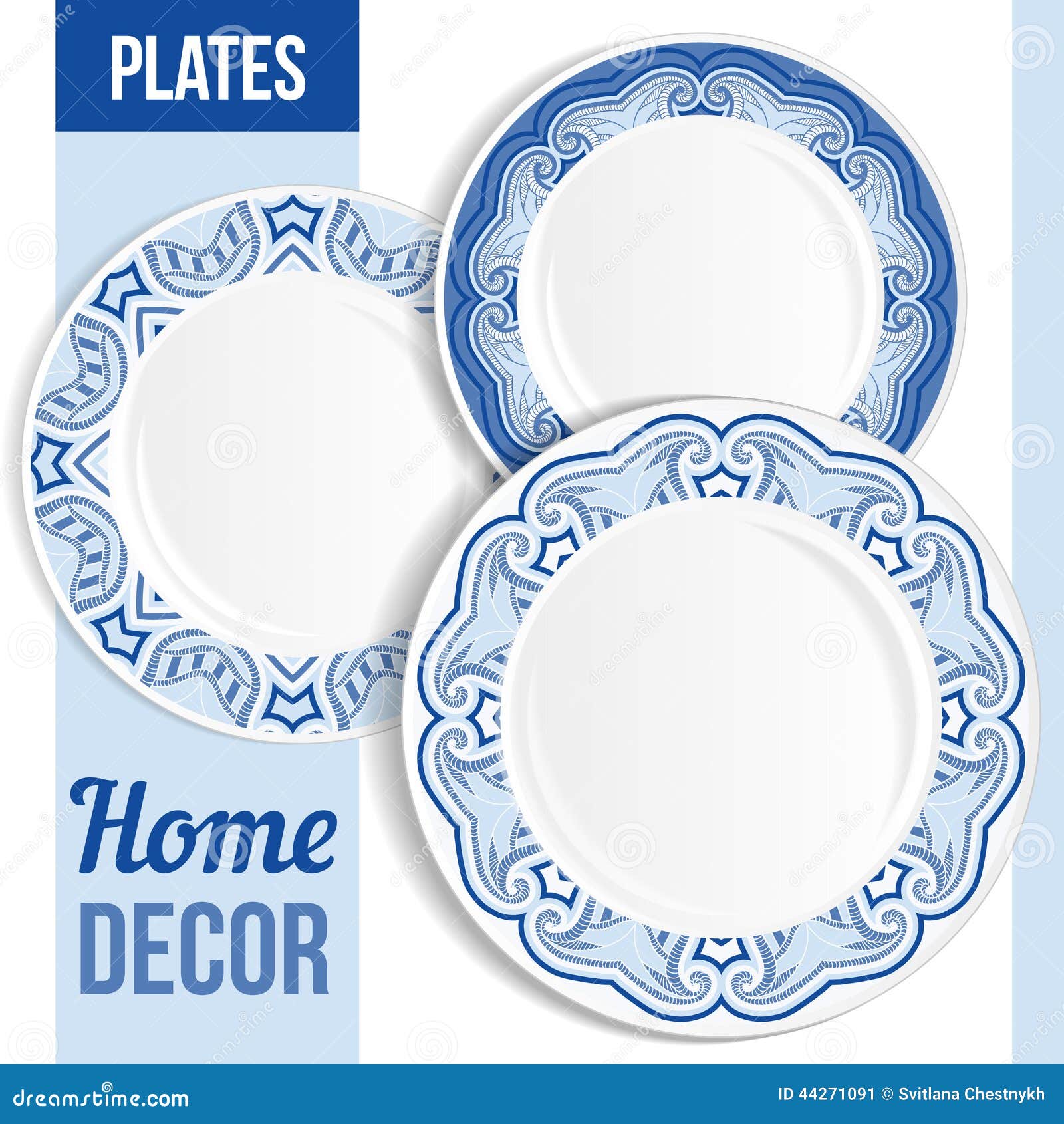 Decorative Blue Plates Design Stock Illustrations – 459 Decorative Blue ...