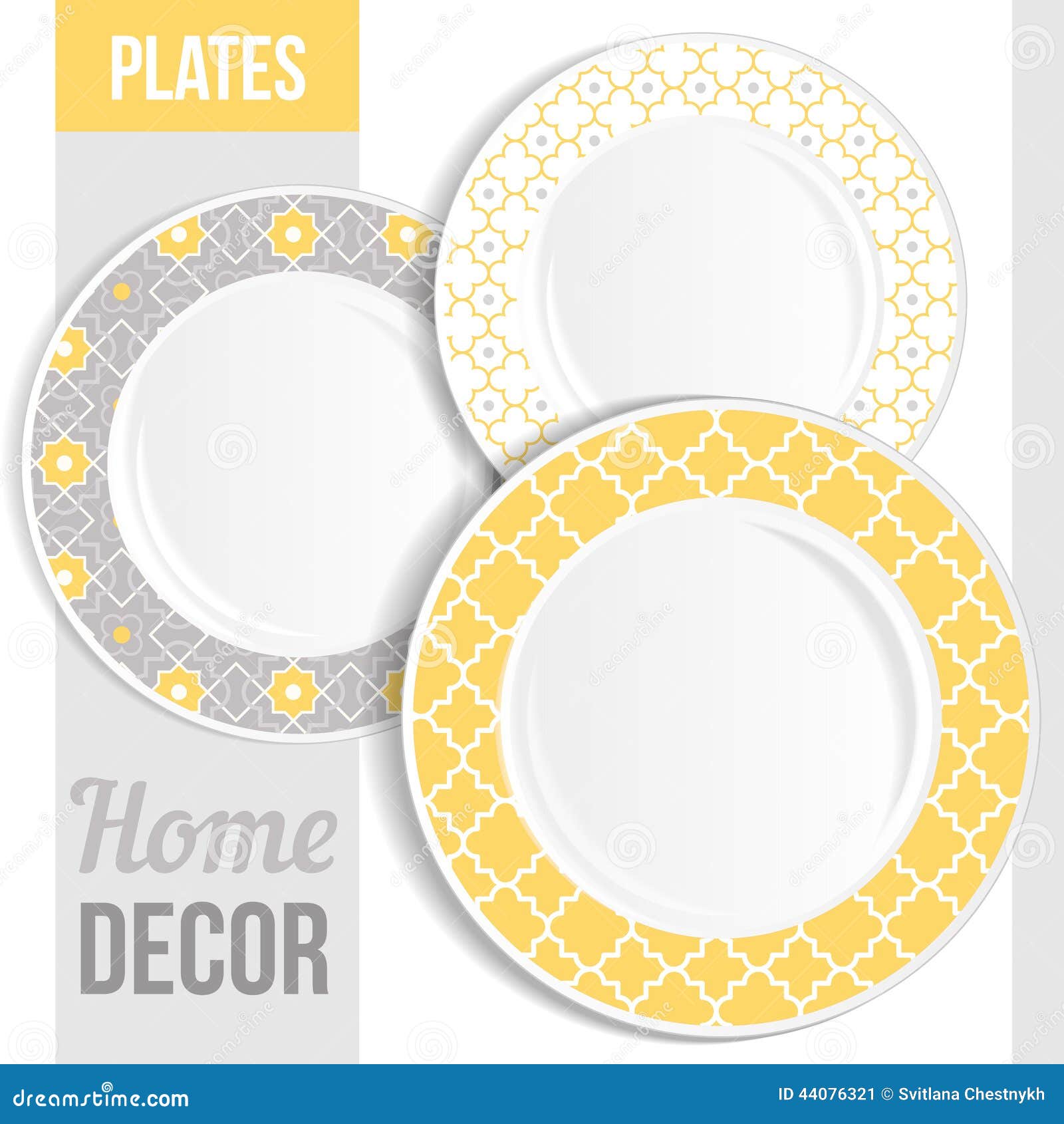 Decorative Plates For Interior Design. Vector Illustration ...
