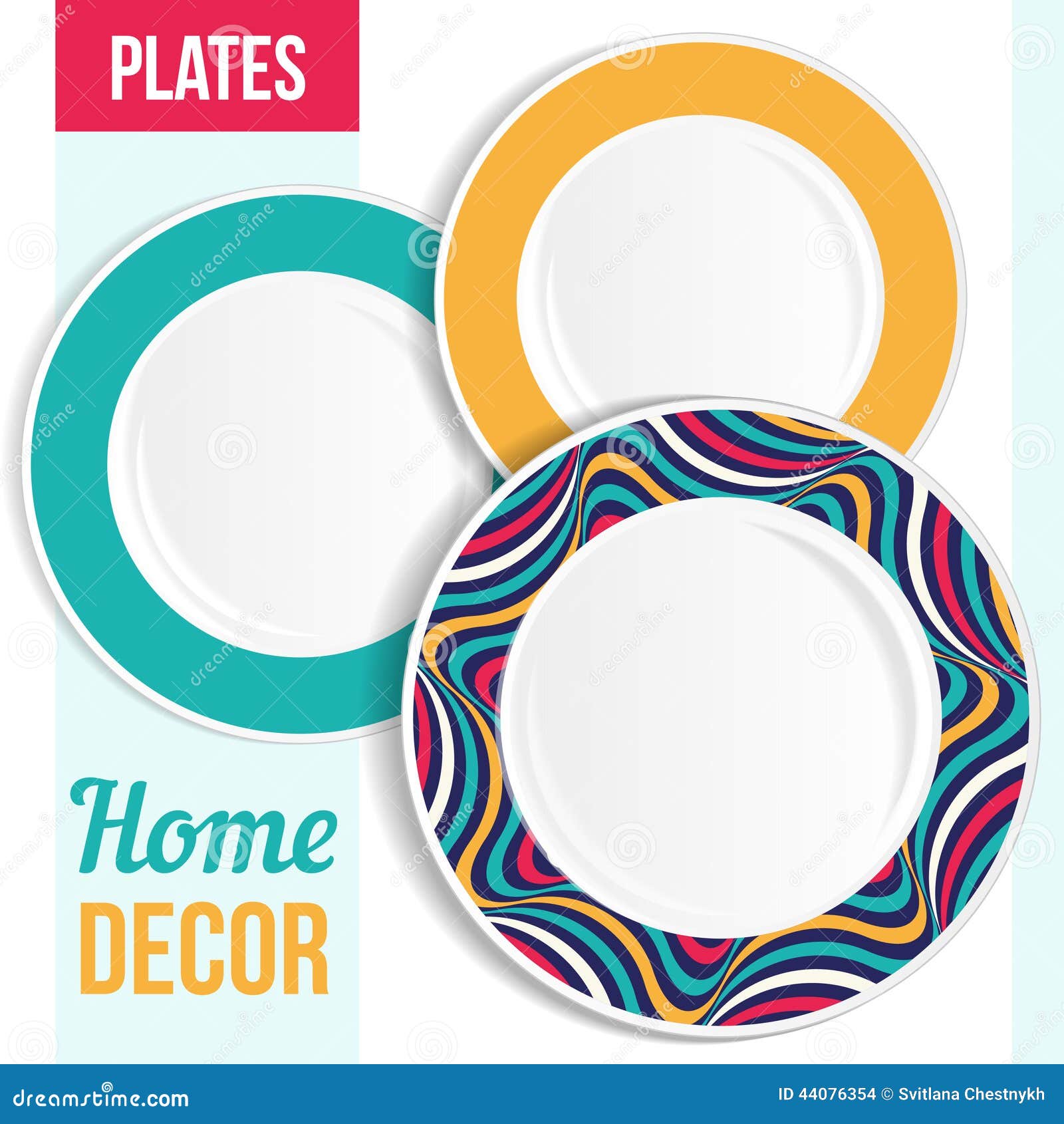 Set of decorative plates. stock vector. Illustration of circle - 44076354