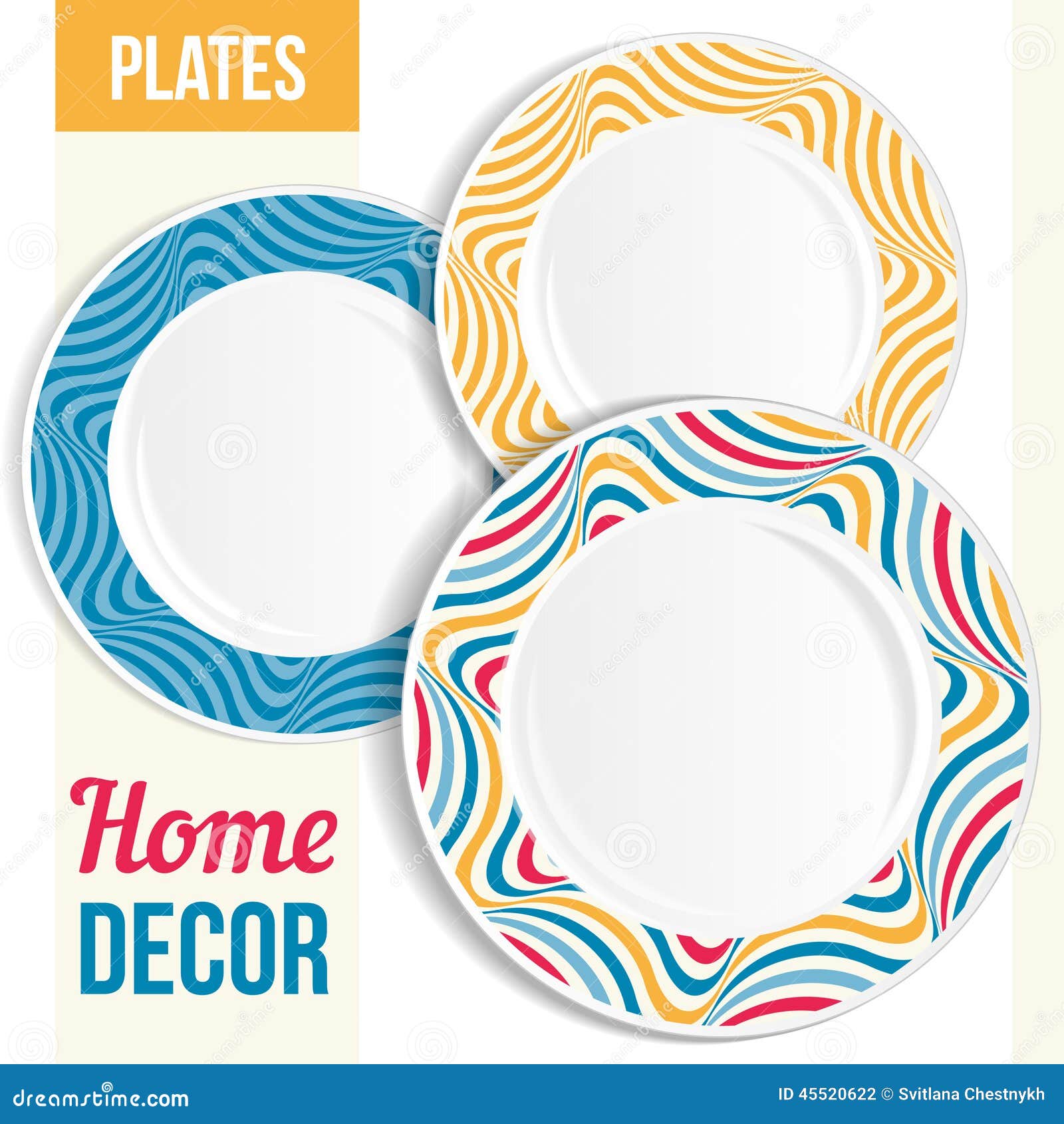Set of decorative plates. stock vector. Illustration of frame - 45520622