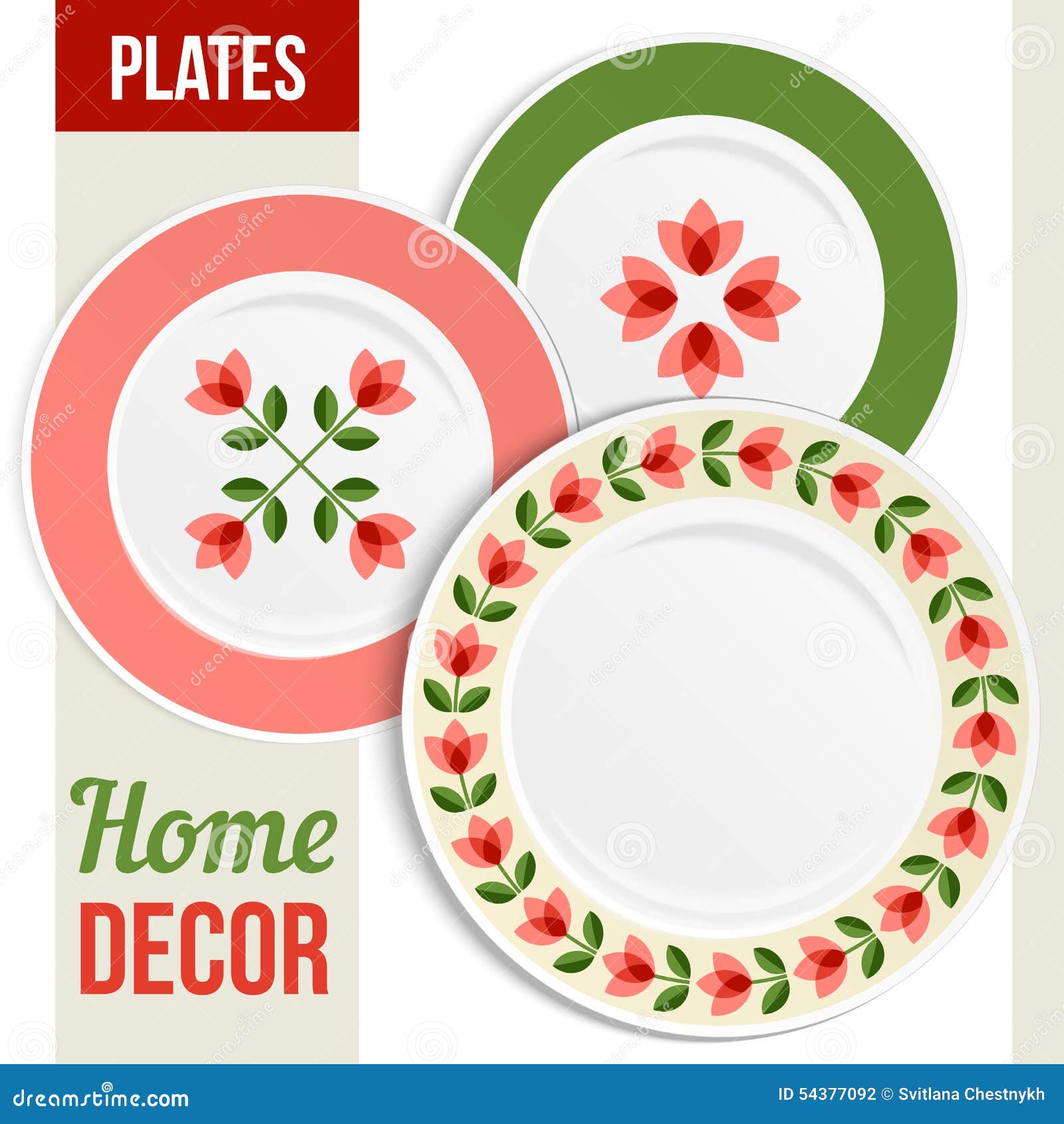 Set of decorative plates. stock vector. Illustration of clean - 54377092