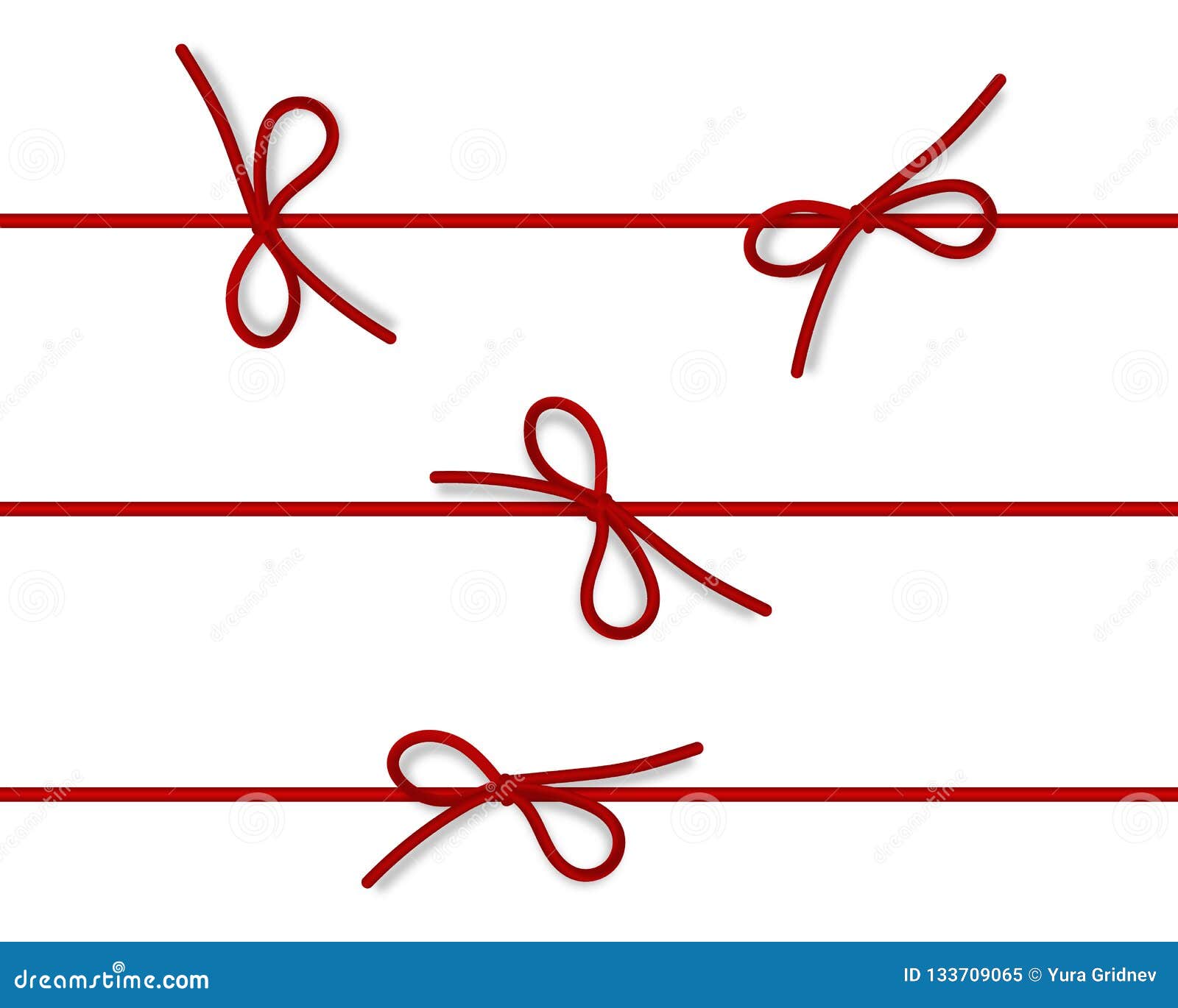 Set of Decorative Platinum String Bow with Horizontal Thin Rope ...