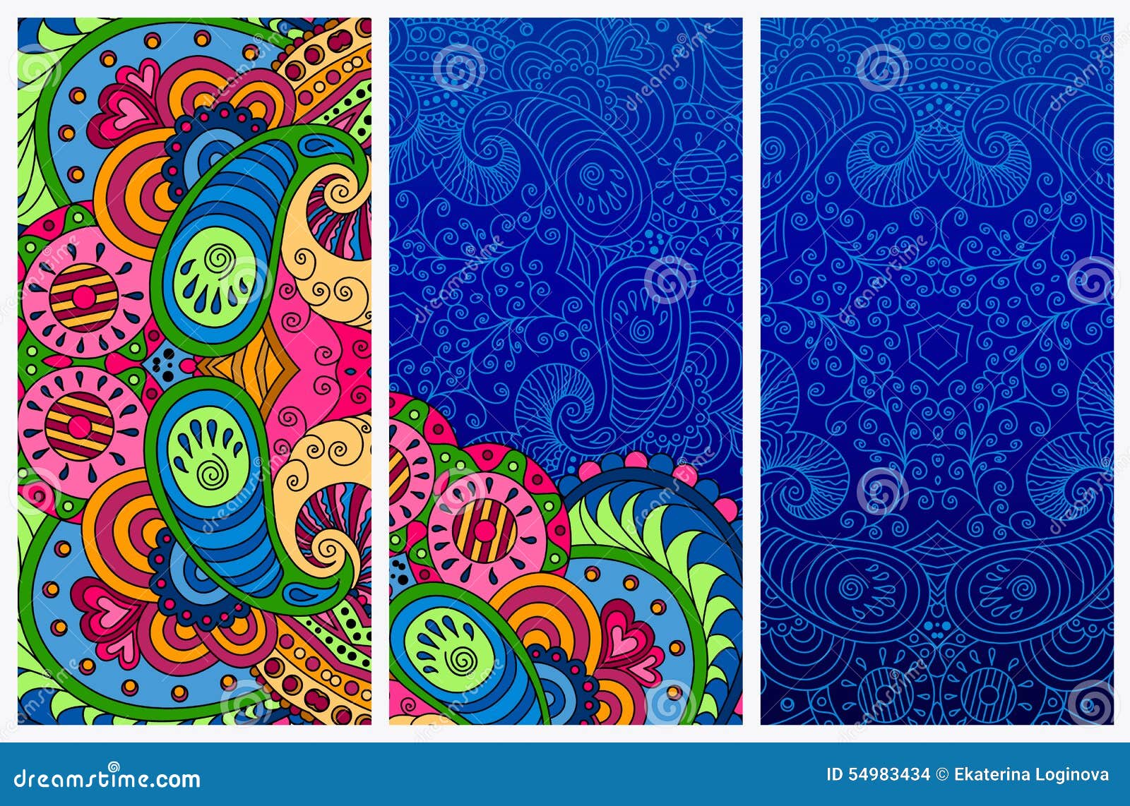 Set of Decorative Postcards. Stock Vector - Illustration of postcard ...