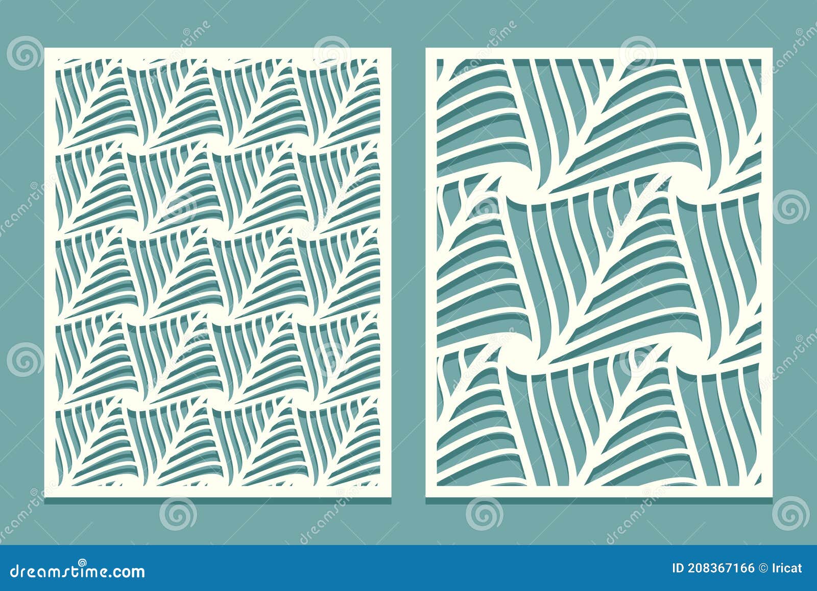 Set Decorative Rectangular Card for Cutting. Abstract Geometric Linear ...