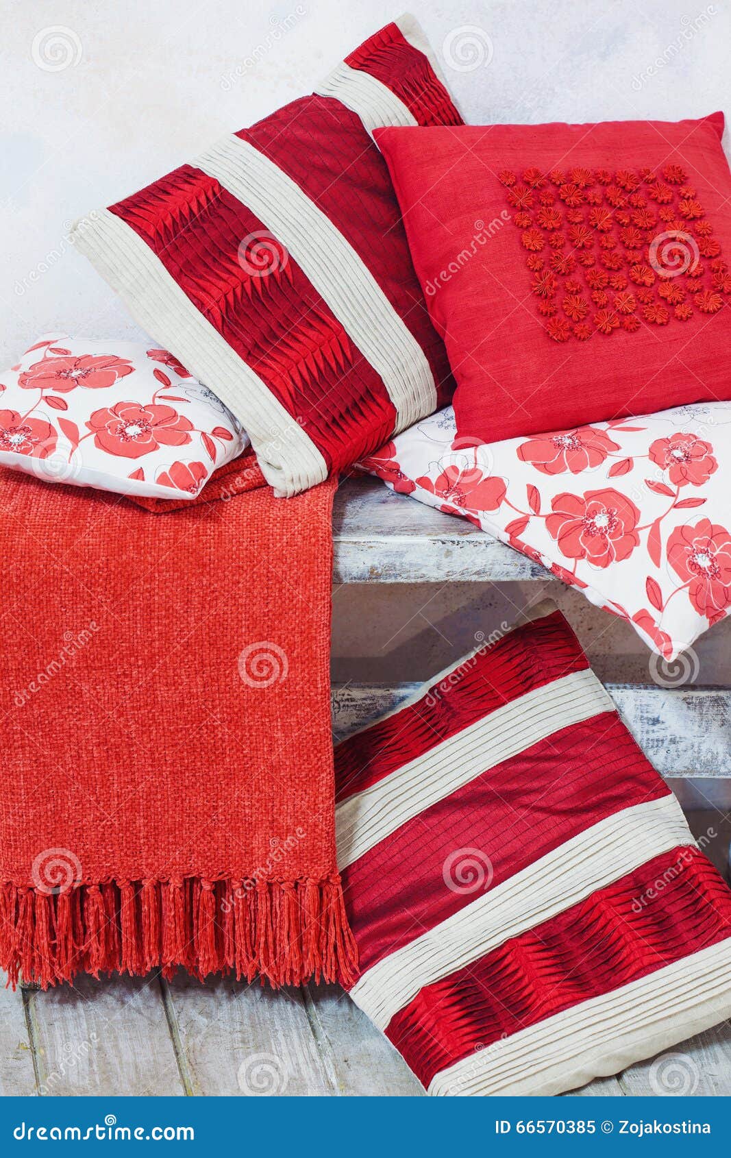 Set of Decorative Red Pillows Stock Image - Image of pillows, size ...