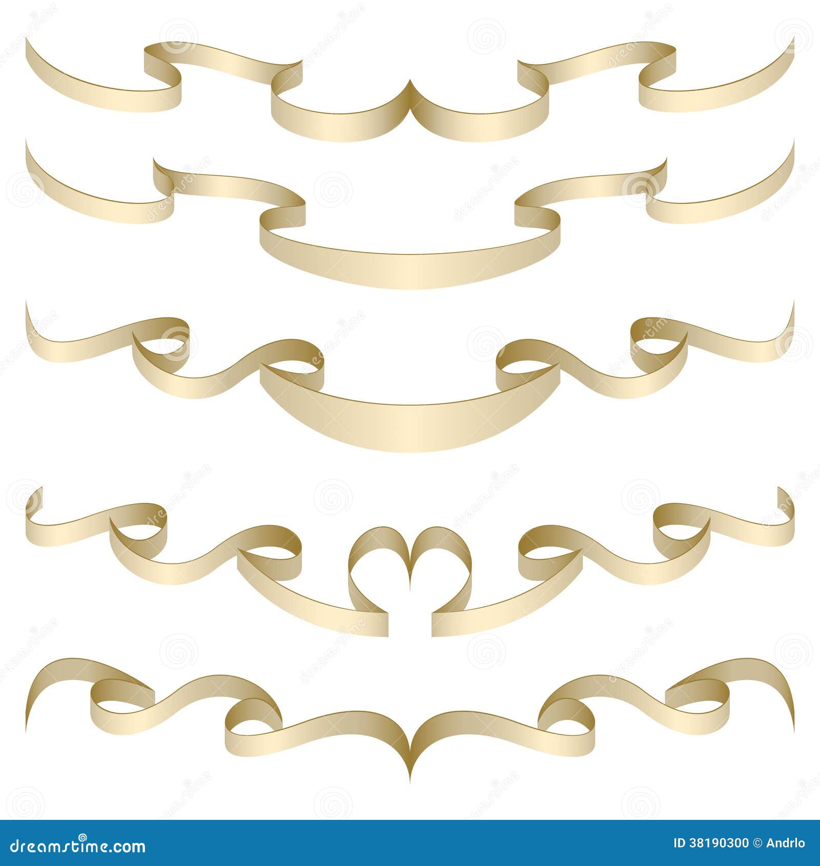 Set of decorative ribbons stock vector. Illustration of gold - 38190300