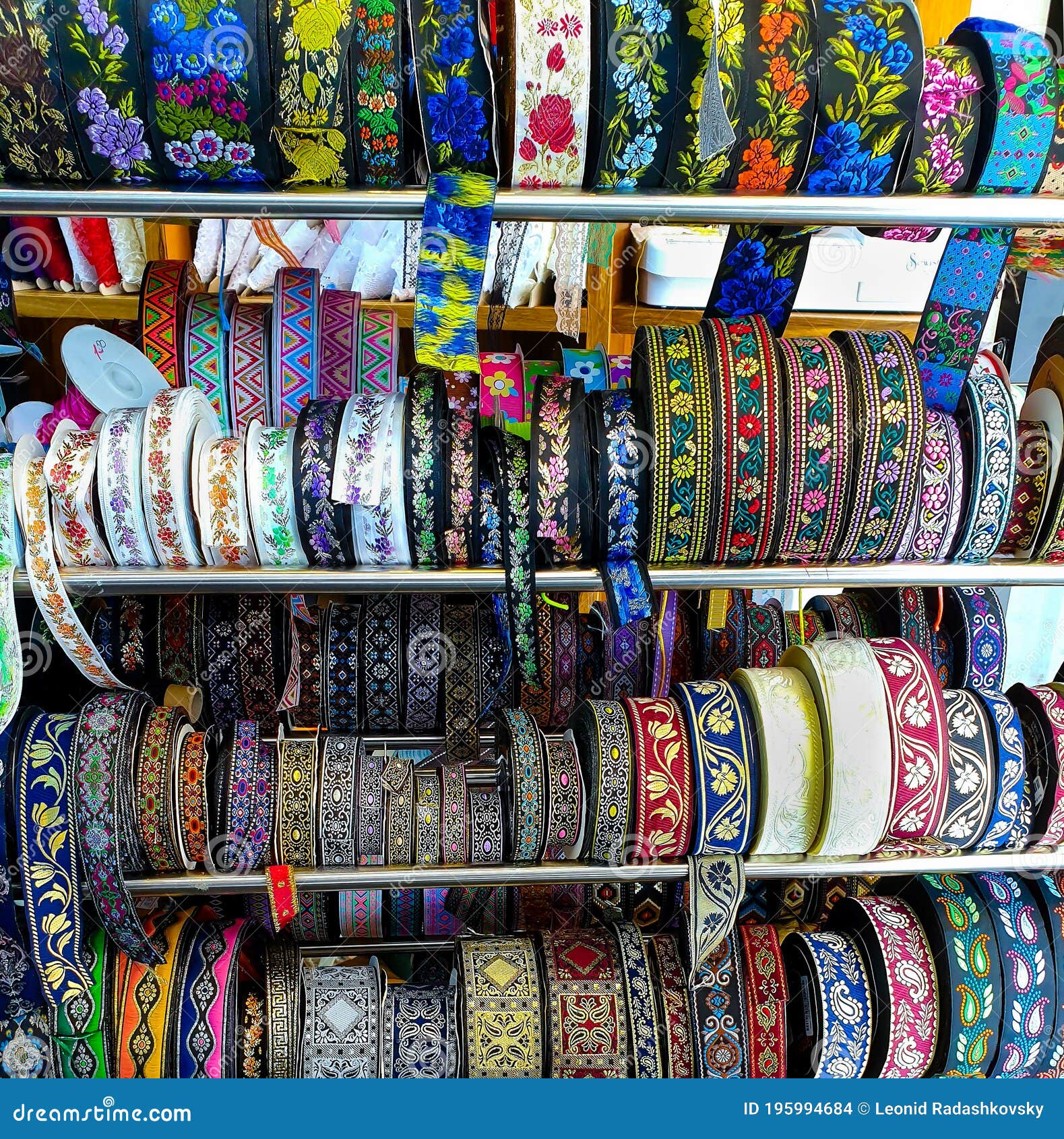 Set of Decorative Ribbons for Garments Finishing Stock Photo - Image of ...