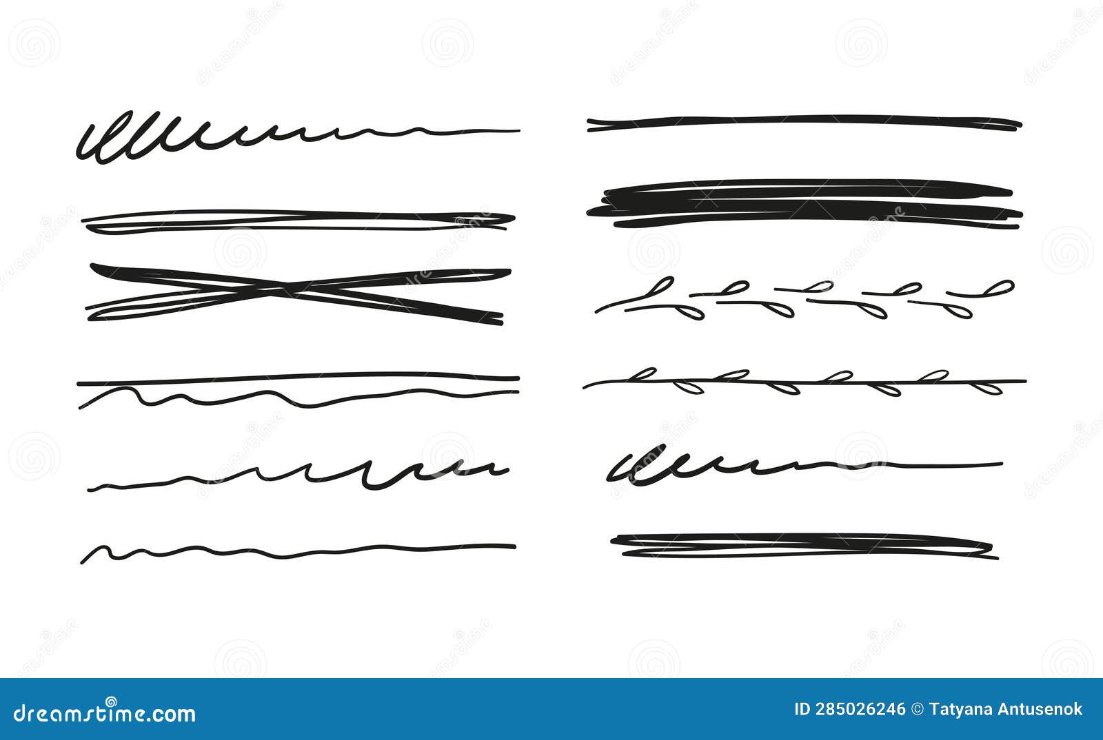 Set of Decorative Scribble Lines in Pen, Pencil Underline, Vector ...
