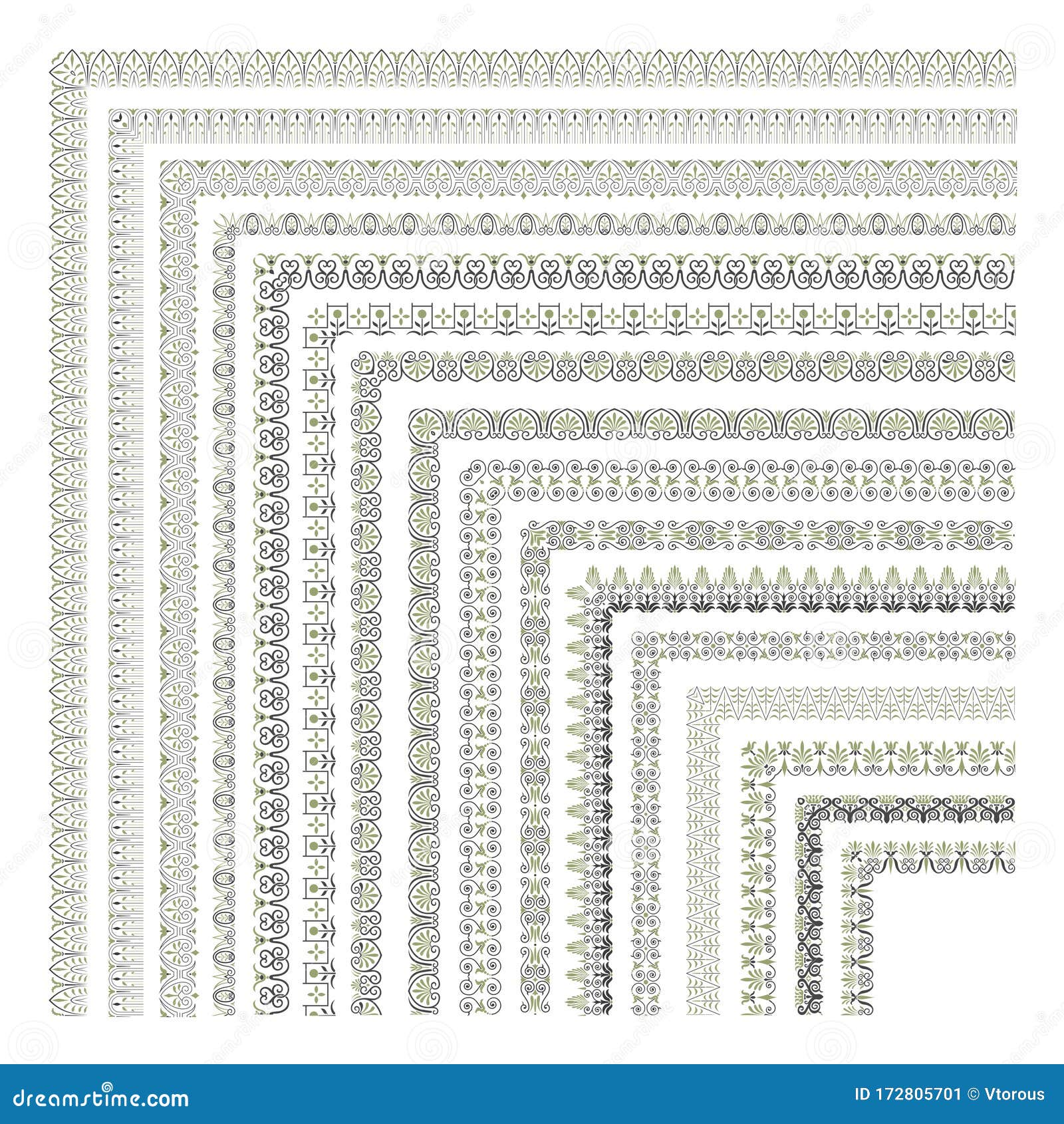 Big Set of Decorativer Borders Stock Illustration - Illustration of ...