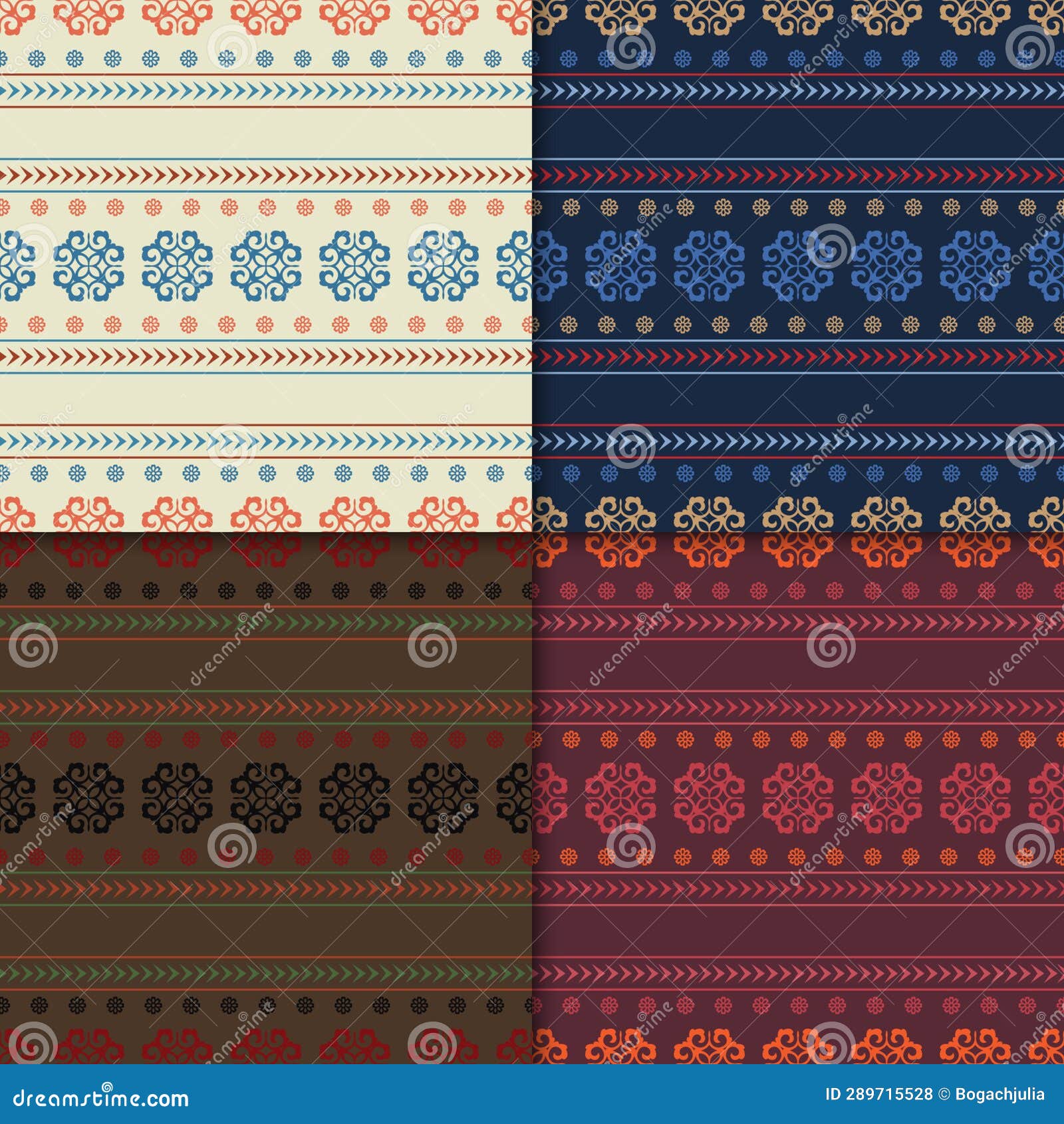 Set of 4 Decorative Seamless Pattern for Home Textile. Abstract Texture ...