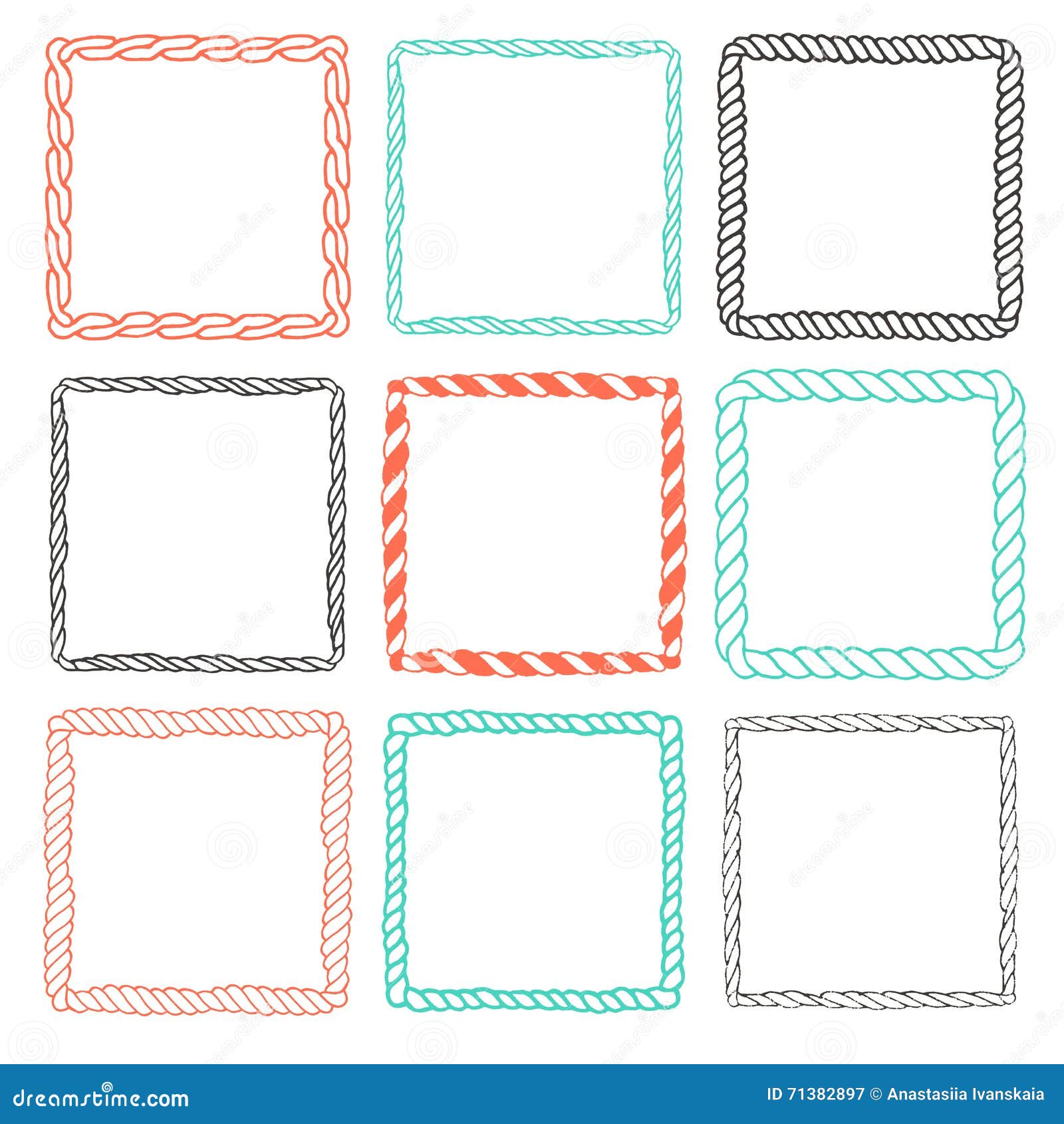 Set of 9 Decorative Square Border Frames. Stock Vector - Illustration ...