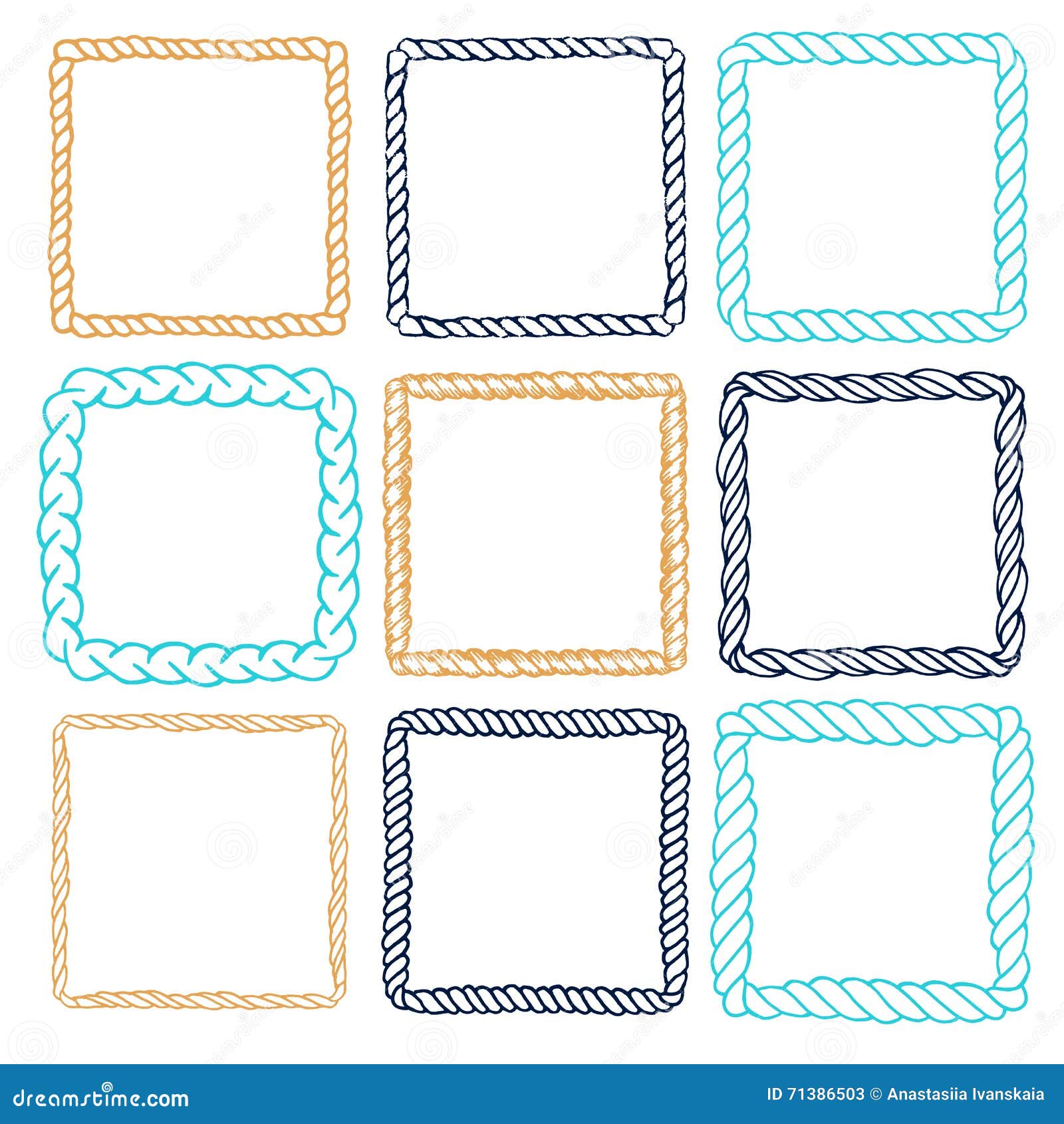 Set of 9 Decorative Square Border Frames. Stock Vector - Illustration ...