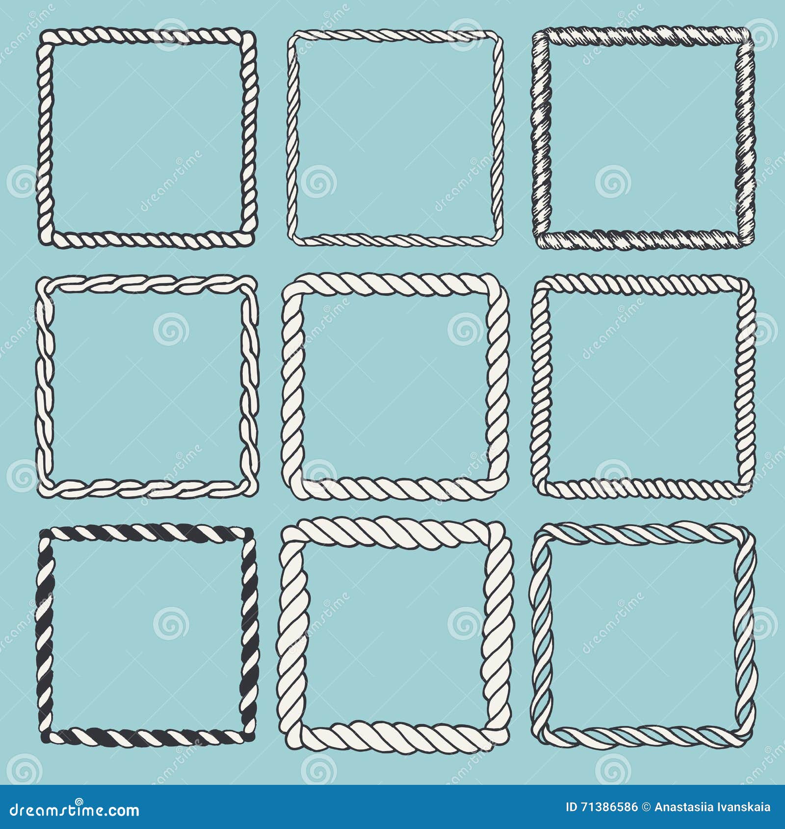 Set of 9 Decorative Square Border Frames. Stock Vector - Illustration ...