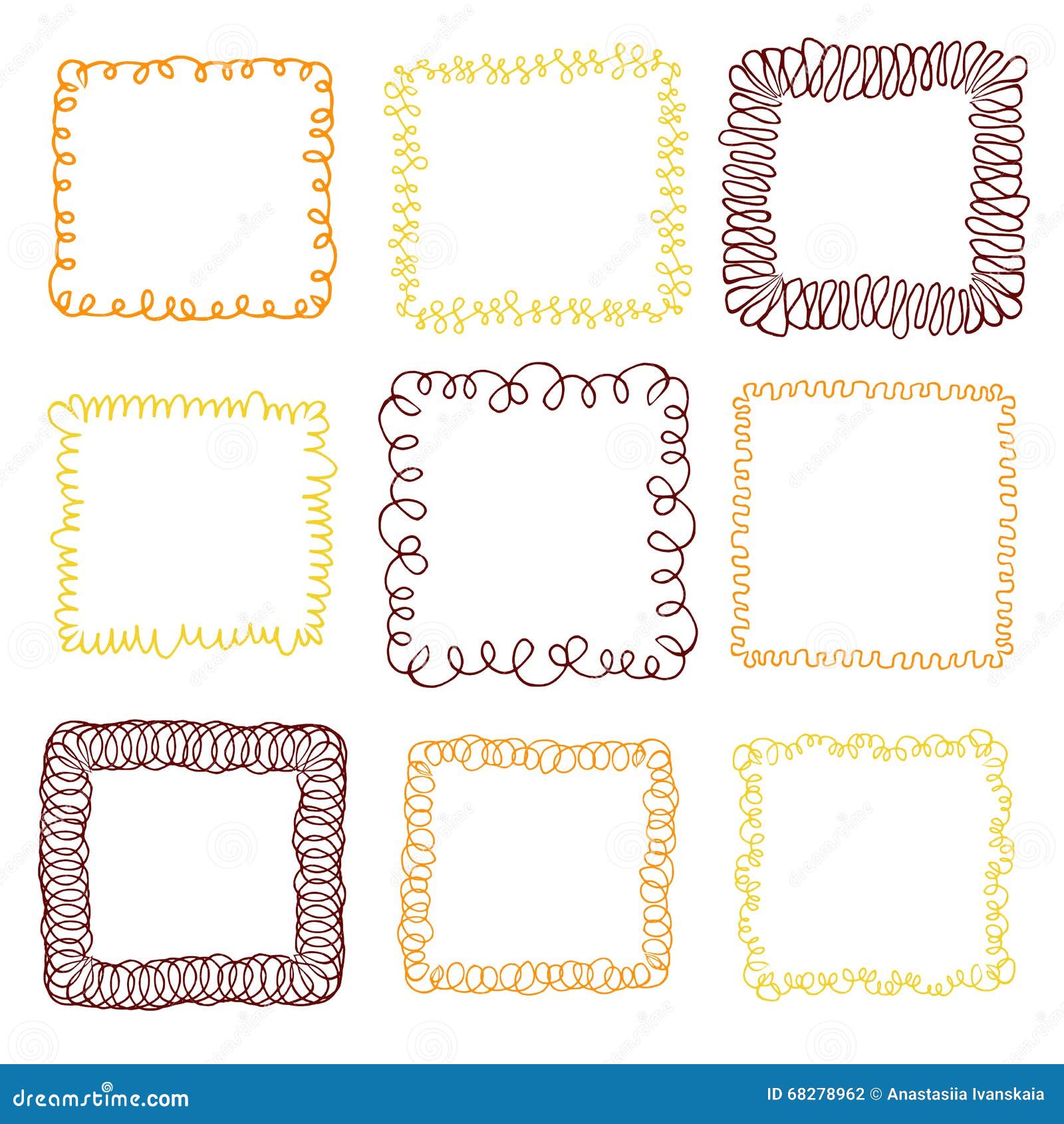 Set of 9 Decorative Square Frames Stock Vector - Illustration of ...