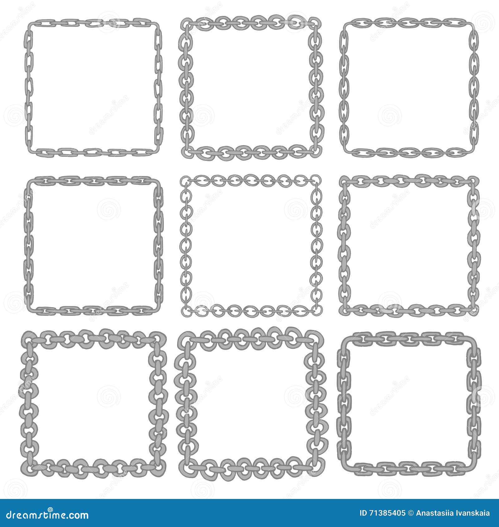 Set of 9 Decorative Square Iron Border Frames. Stock Vector ...