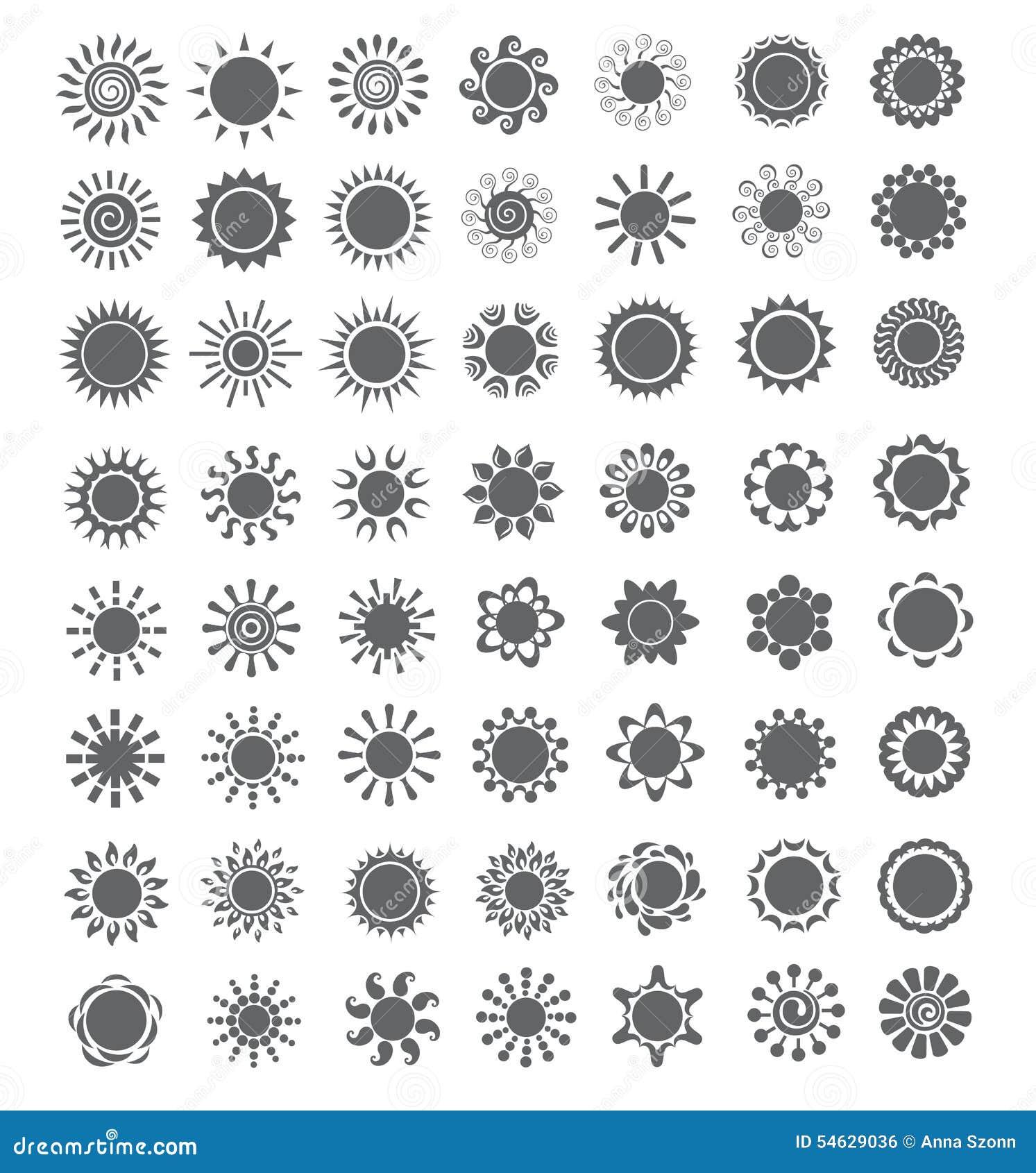 Set of decorative sun. stock vector. Illustration of sign - 54629036