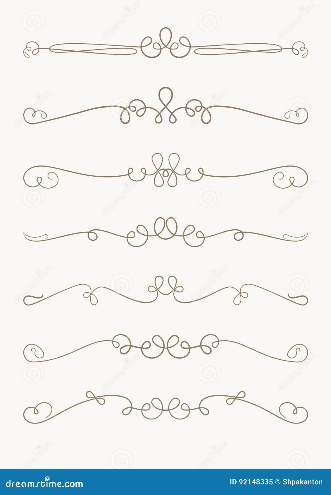 Set of 7 Decorative Swirls Elements, Dividers, Page Decors. Stock ...