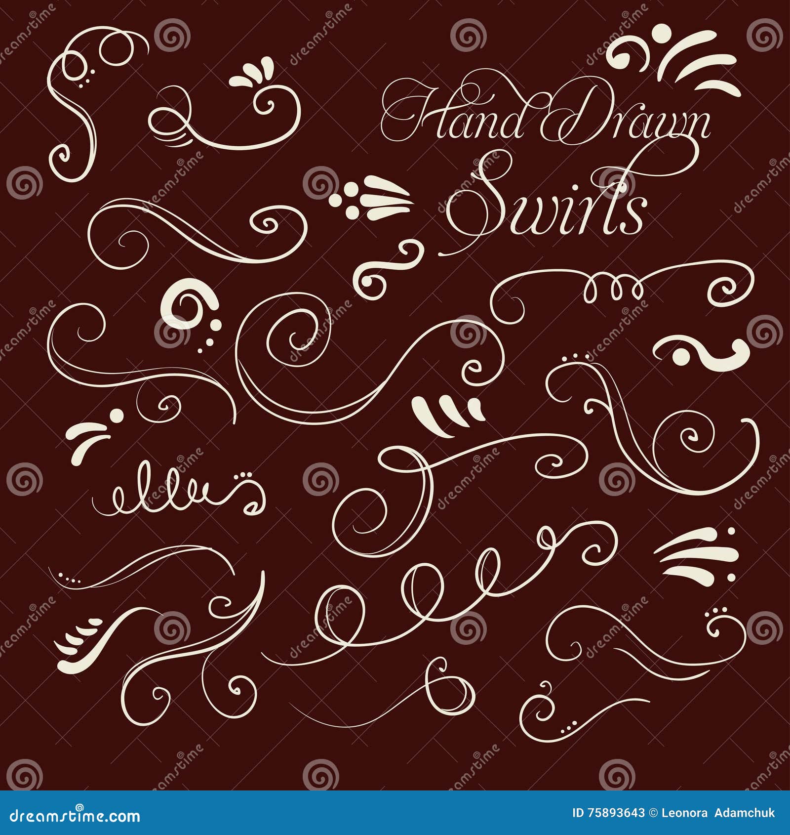 Set of Decorative Swirls Hand-drawn for Your Design. Vector Stock ...