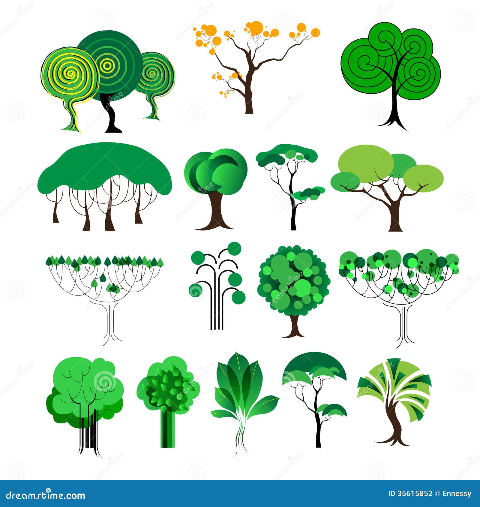 Set of Decorative Tree / Vector Stock Vector - Illustration of ...
