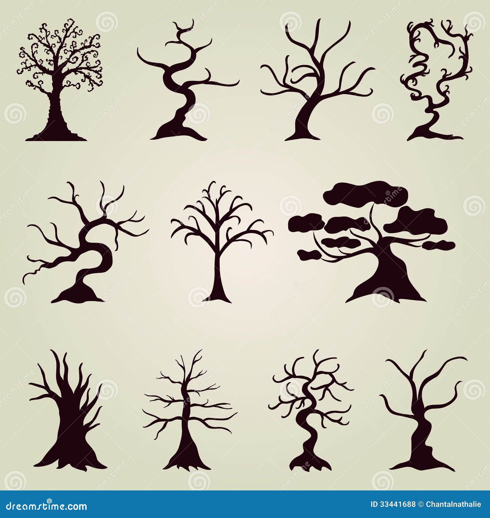 Set of 11 decorative trees stock vector. Illustration of decor - 33441688