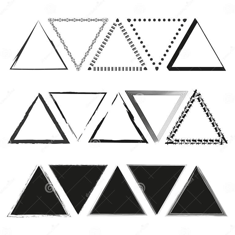 Set of Decorative Triangle Frames in Black and White. Abstract and ...