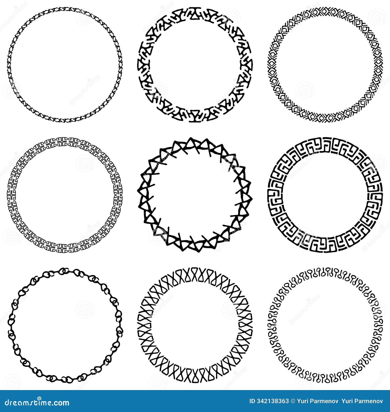 Tribal Openwork Circle Frames. Geometric Braided Ornate Round Border. Mayan Style Pattern ...