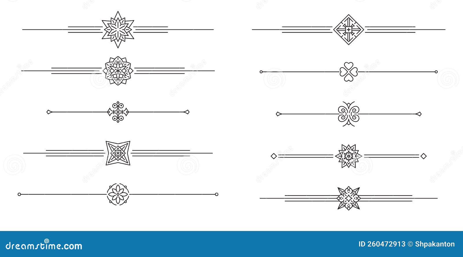 Set of 10 Decorative Vector Mono Line Style Text Dividers Stock Vector ...