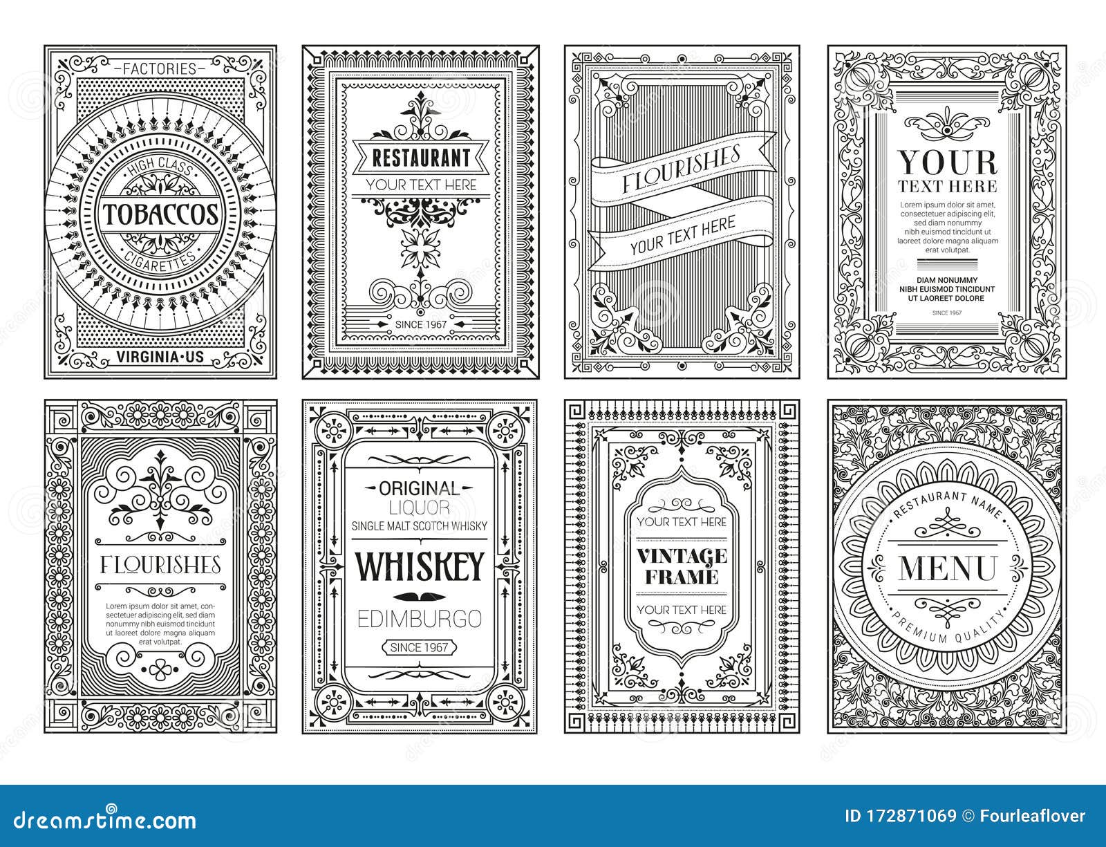 Vintage Borders Vector Set | CartoonDealer.com #100679533