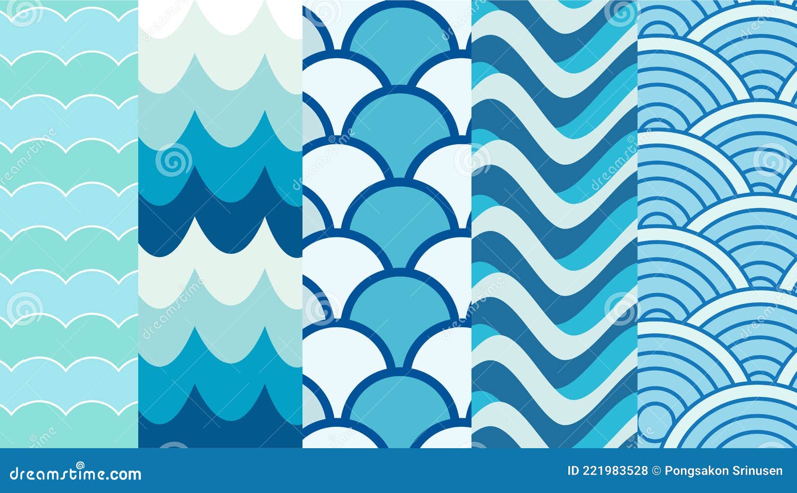 Set of Decorative Waves Patterns Stock Vector - Illustration of space ...