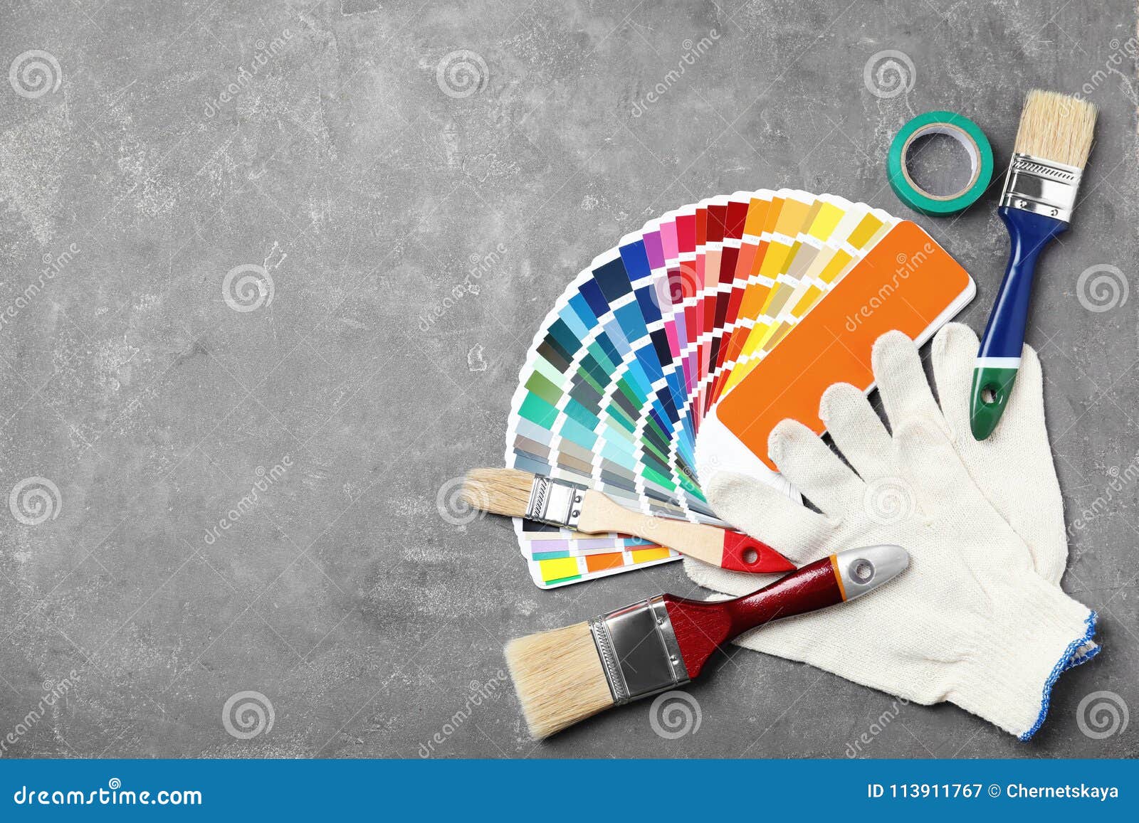 Set of Decorator`s Tools on Grey Background Stock Image - Image of ...