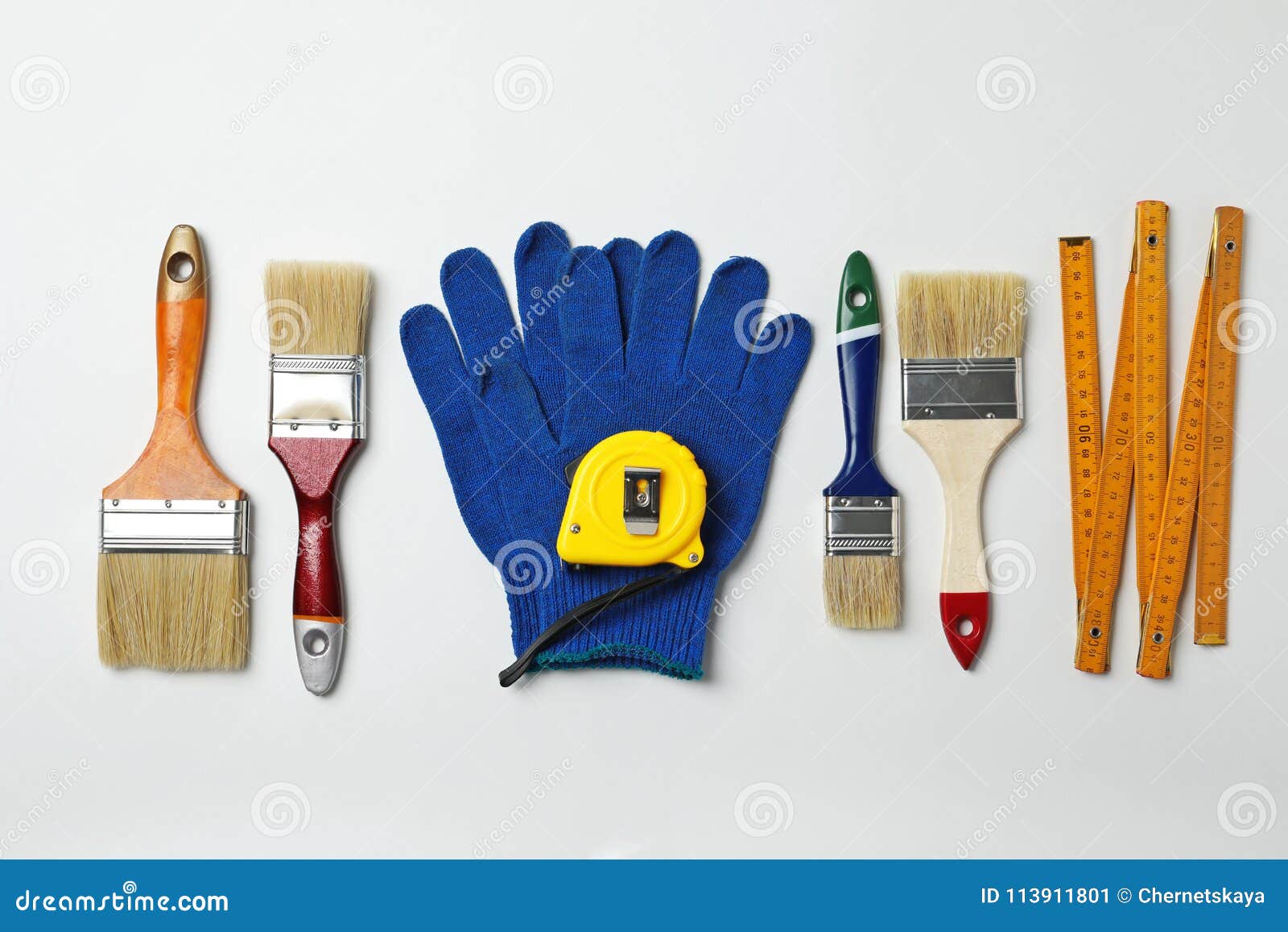 Set of Decorator`s Tools on Light Background, Stock Image - Image of ...