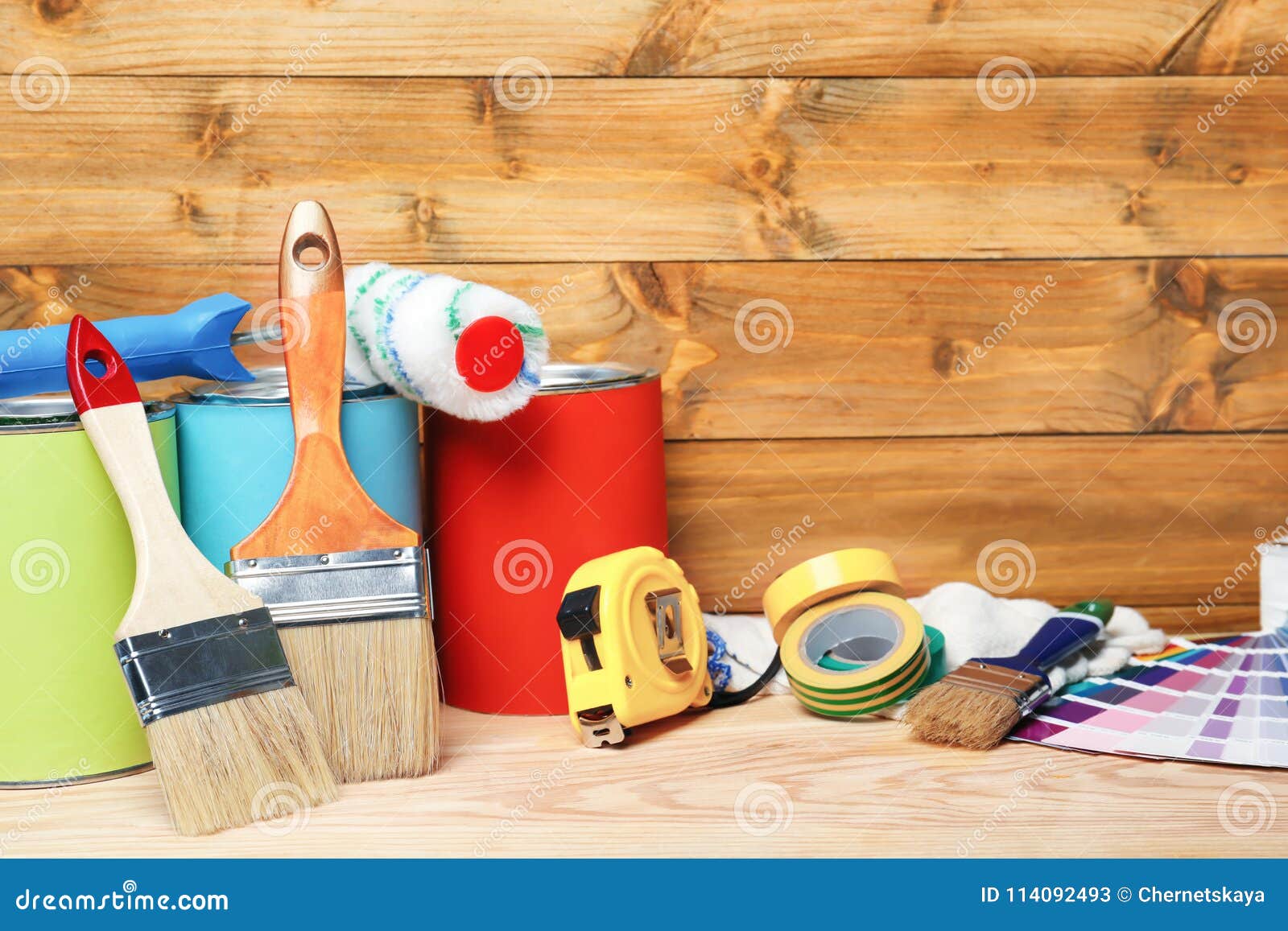 Set of decorator`s tools stock image. Image of instrument - 114092493