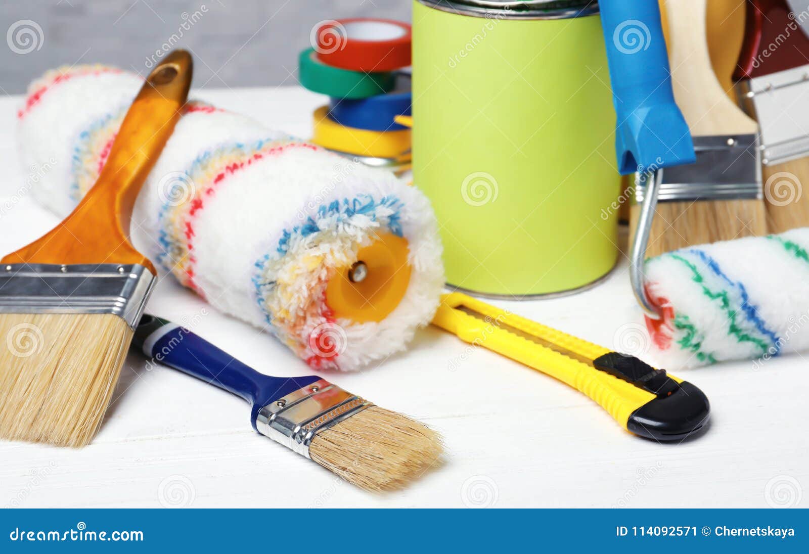 Set of decorator`s tools stock image. Image of service - 114092571