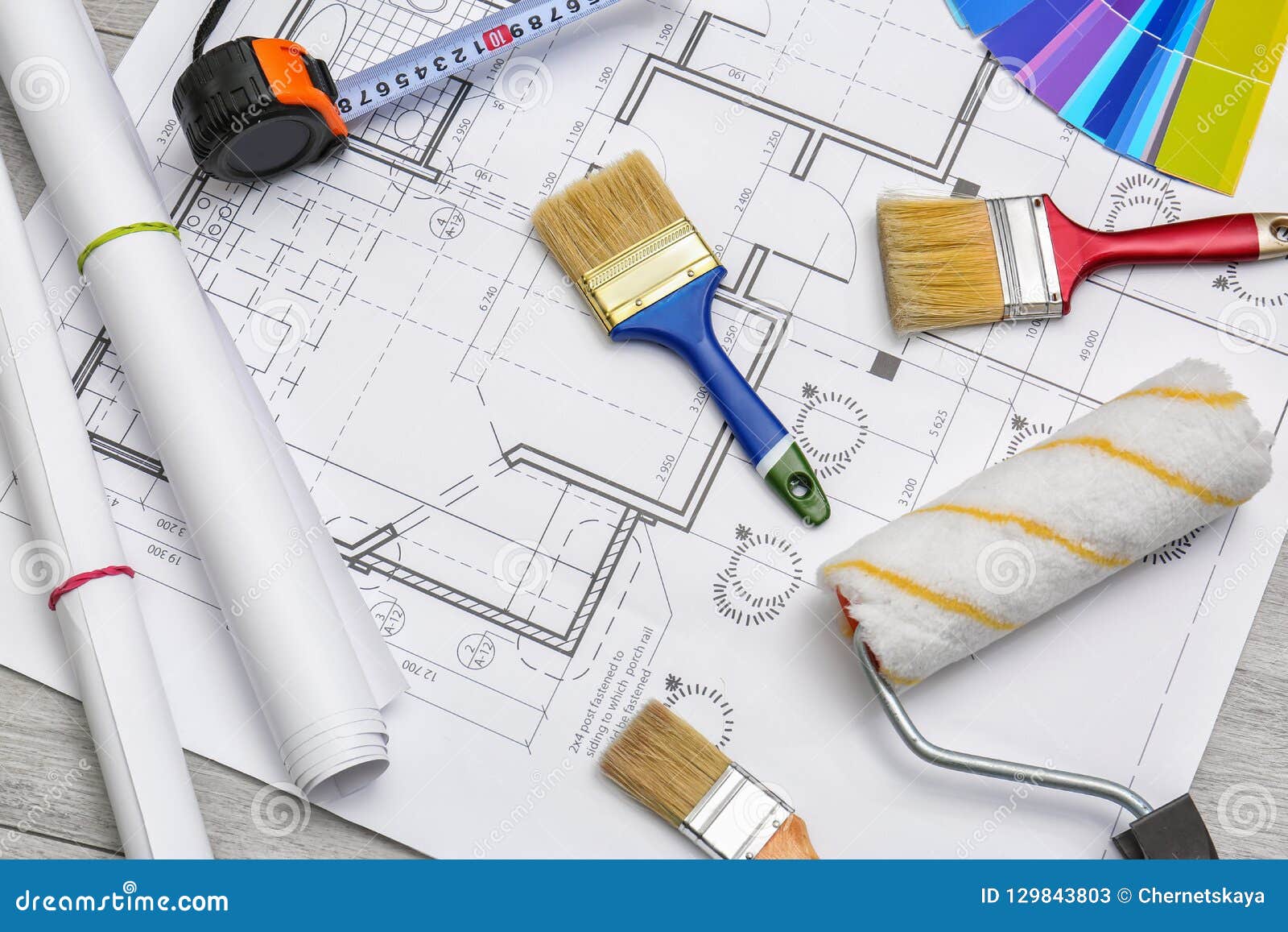 Set with Decorator Tools and Items Stock Image - Image of paint ...