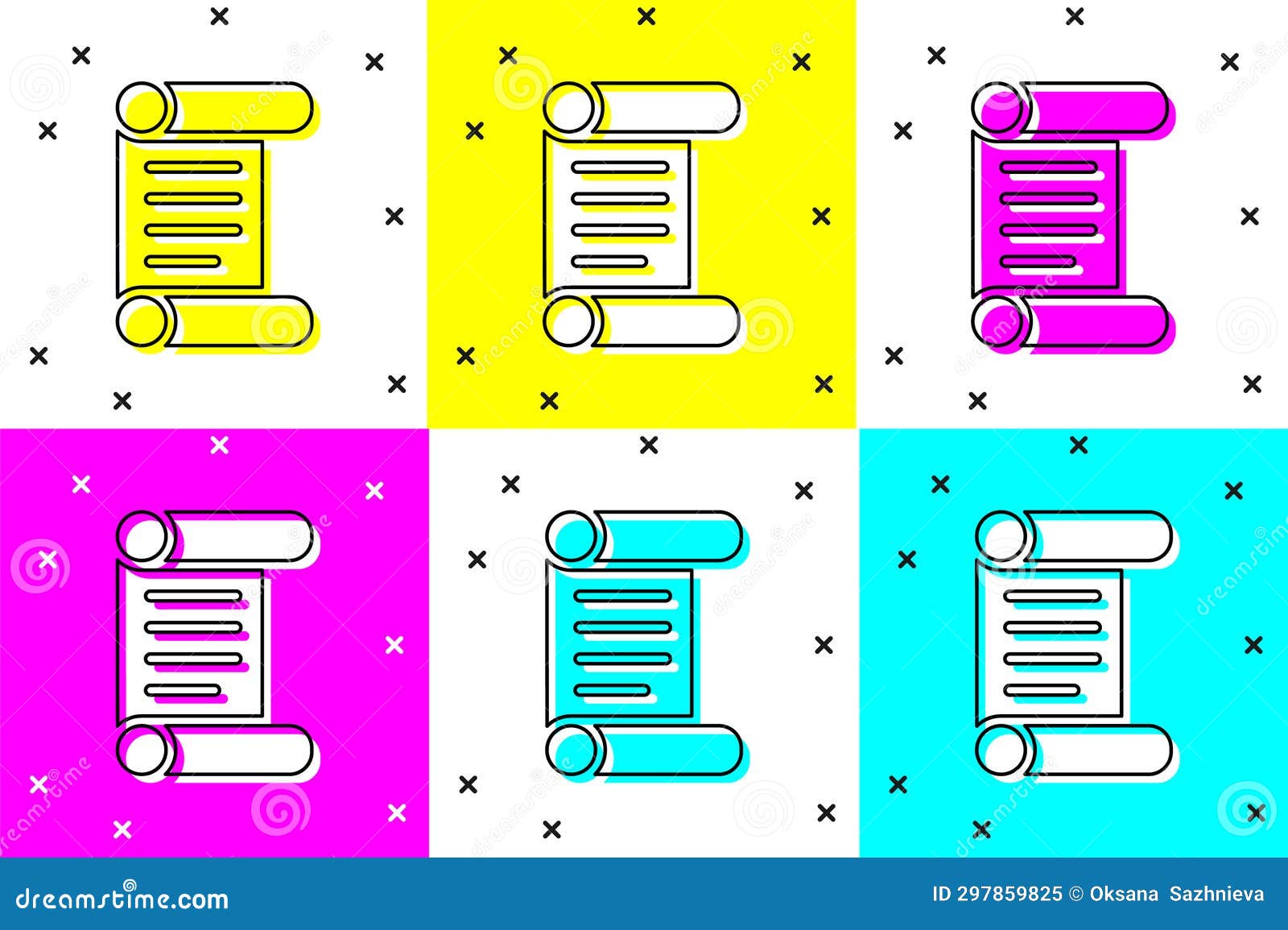 Set Decree, Paper, Parchment, Scroll Icon Icon Isolated on Color ...