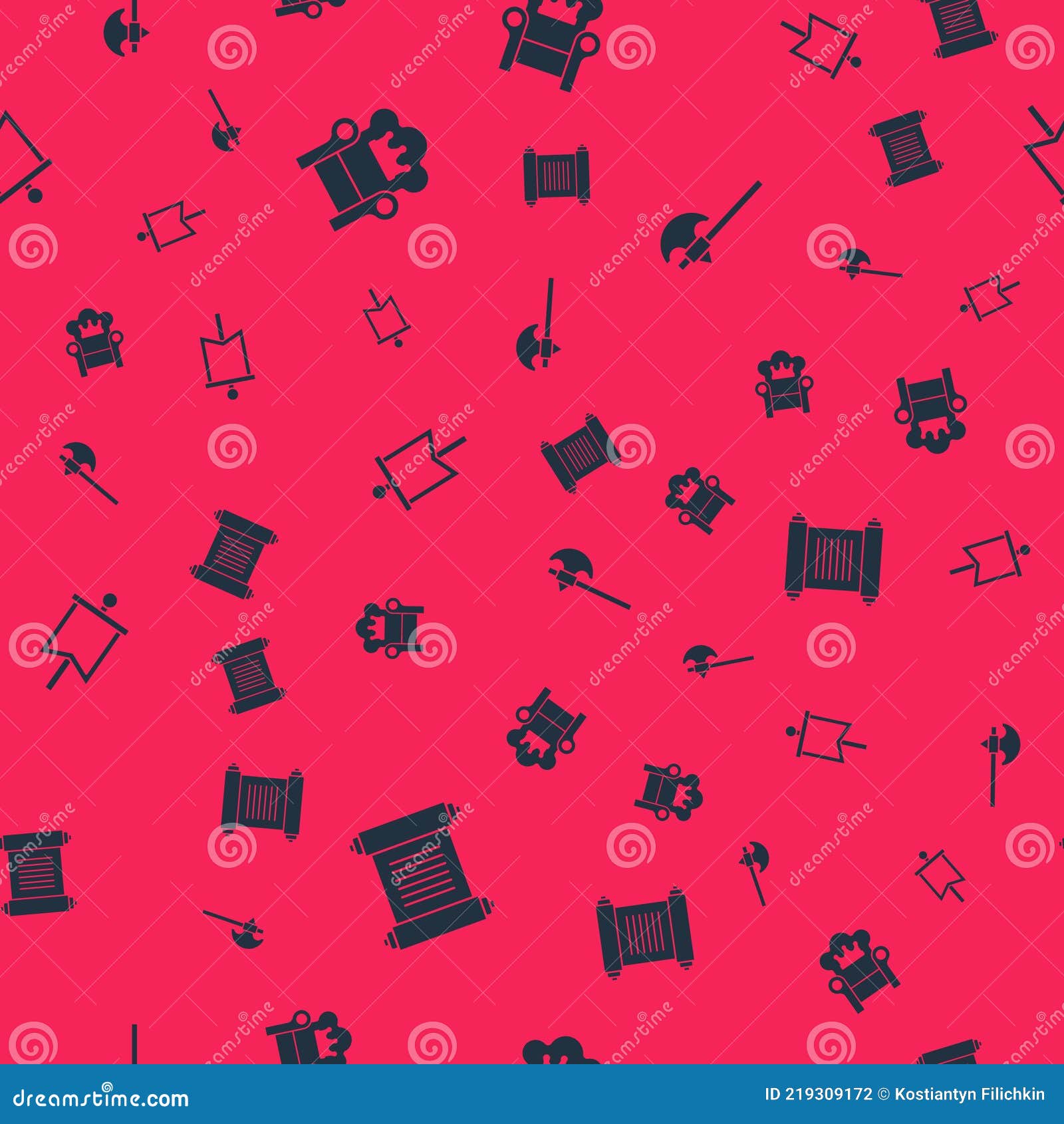 Set Decree, Parchment, Scroll, Medieval Throne, Flag and Axe on ...