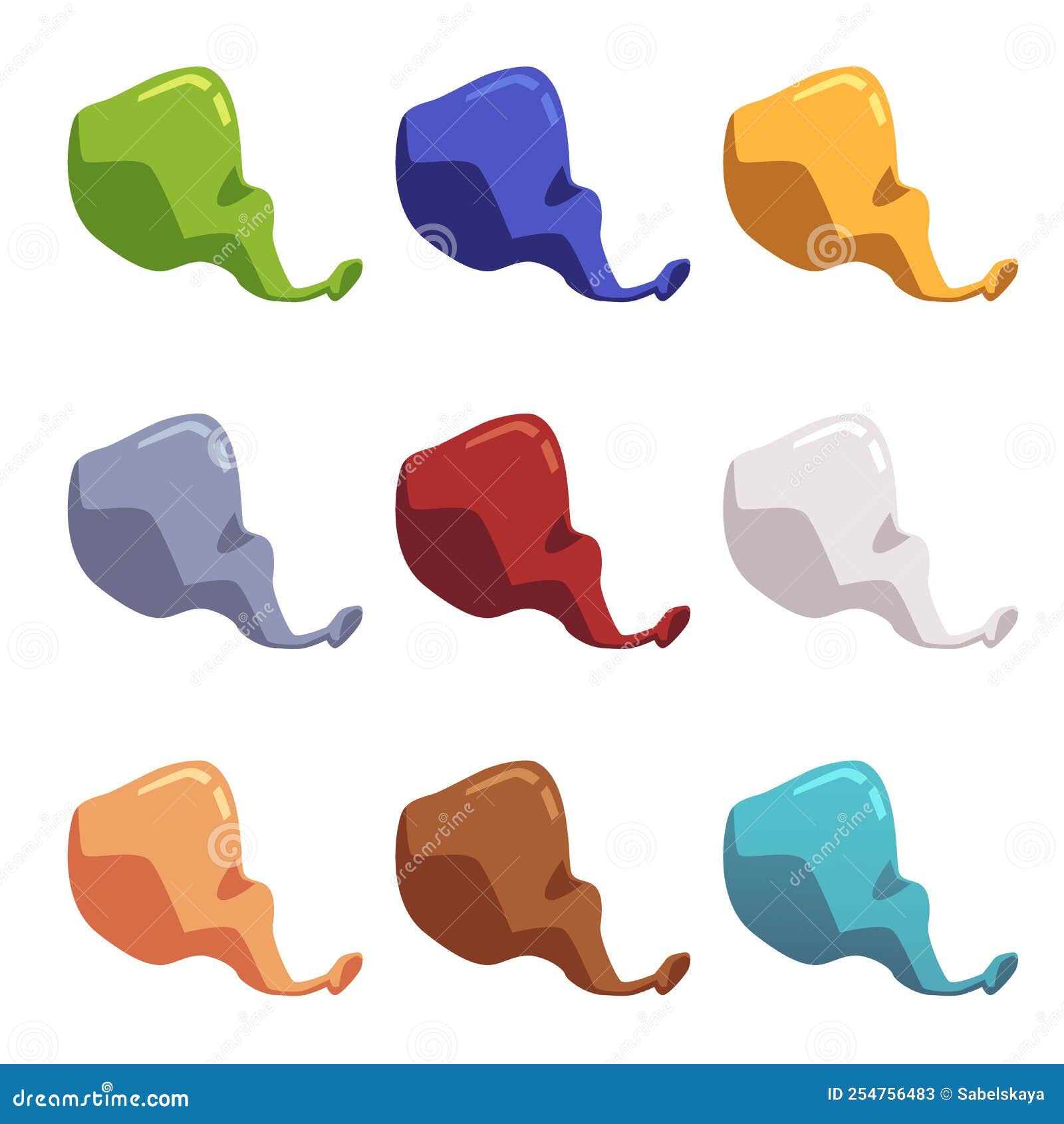 Set of Deflated Different Colors Balloons Flat Style Stock Vector ...