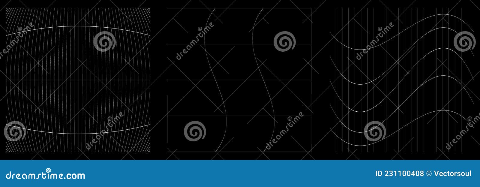 Set Of Deformed, Distorted Grids, Meshes. Flex, Camber, Deformity ...