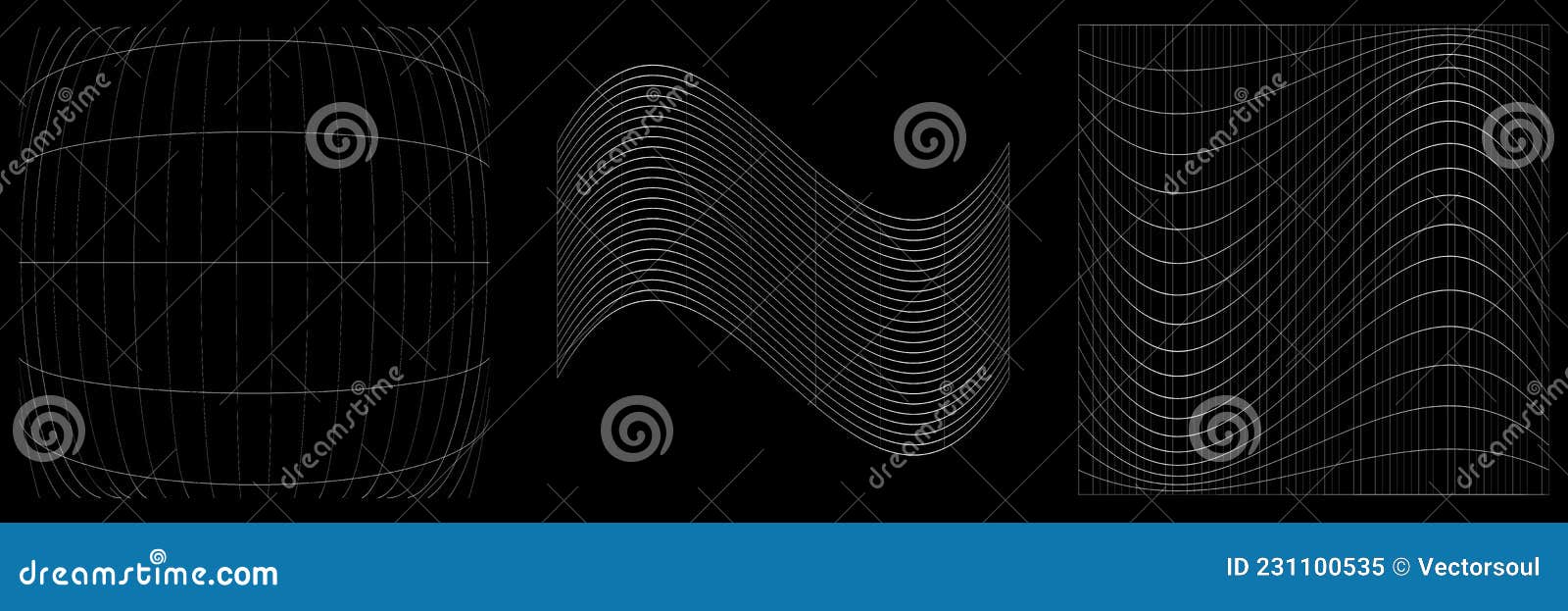 Set Of Deformed, Distorted Grids, Meshes. Flex, Camber, Deformity ...