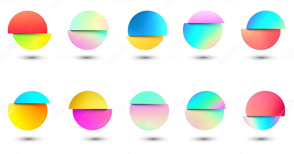 Set of Deformed Gradient Circles in Glitch Style Stock Vector ...