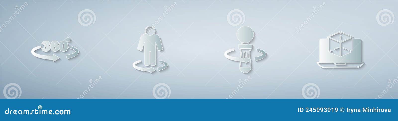 Set 360 Degree View, 3d Modeling, VR Controller Game and . Paper Art Style. Vector Stock ...