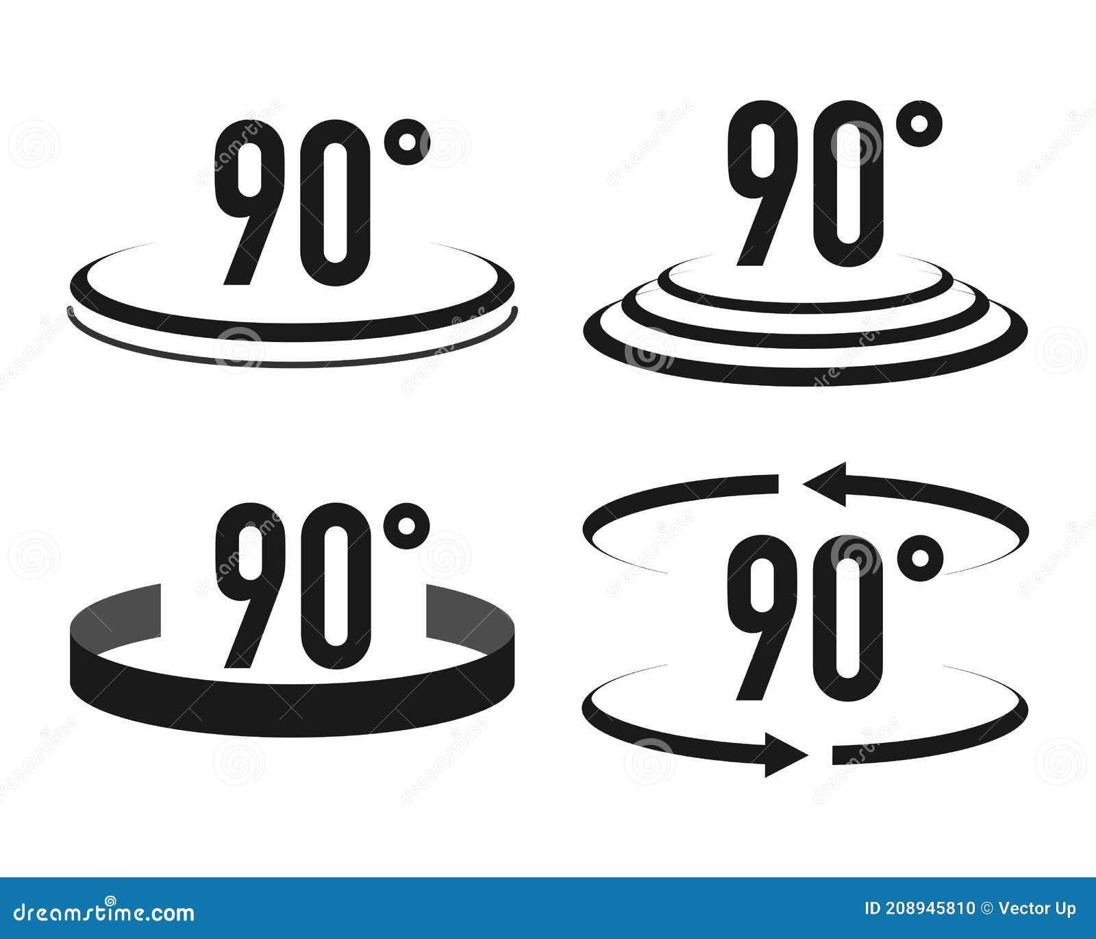 Set of 90 Degrees View Icons in Different Style. Vector Illustration ...