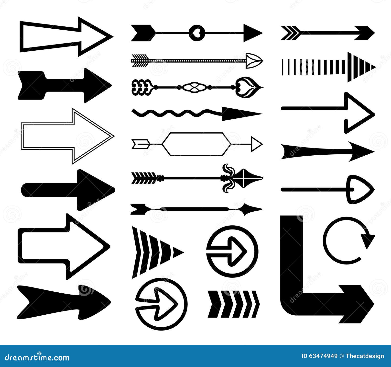 Set dekorative Pfeile vektor abbildung. Illustration von antike - 63474949