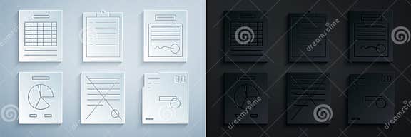 Set Delete File Document, Filled Form, Document with Graph Chart, Ordered Envelope, Clipboard ...